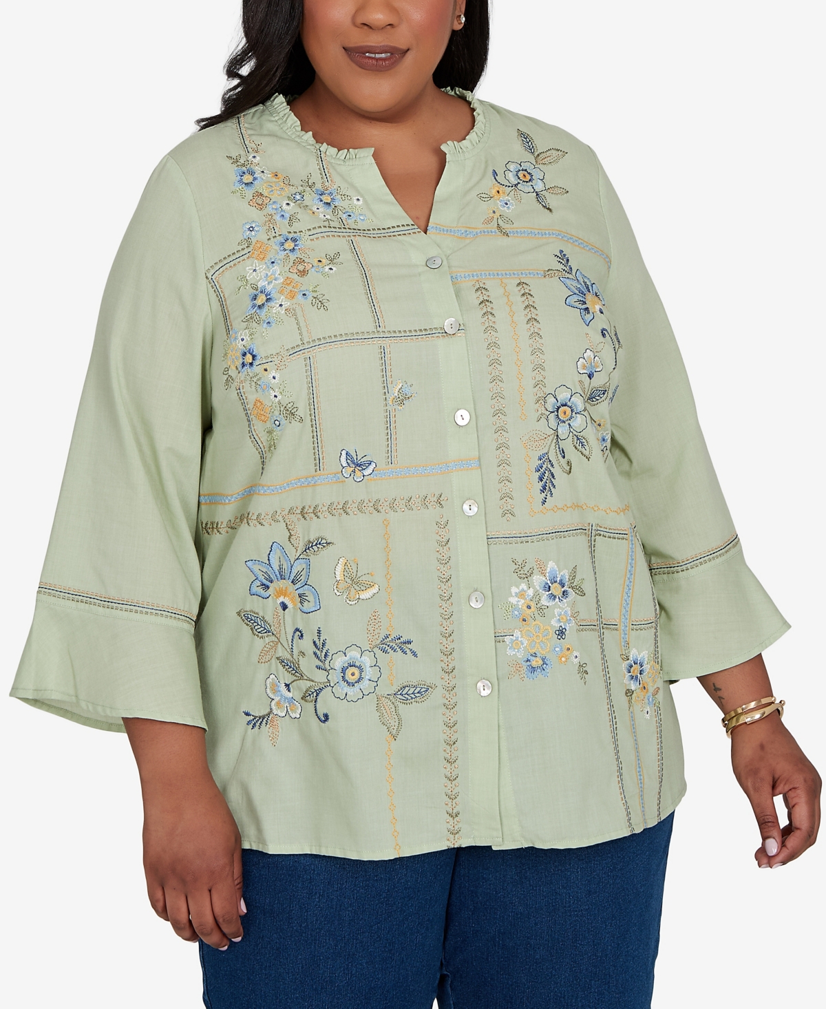 Click here for Alfred Dunner Plus Size Indigo Girls Floral Embroi... prices