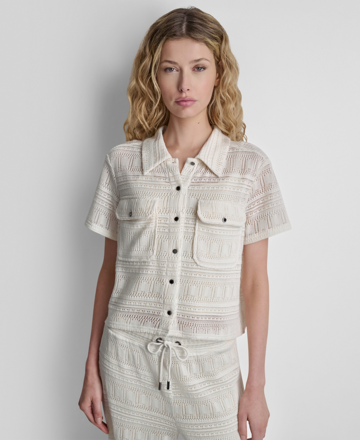 Click here for Dkny Womens Button-Down Collared Shirt - Coconut prices
