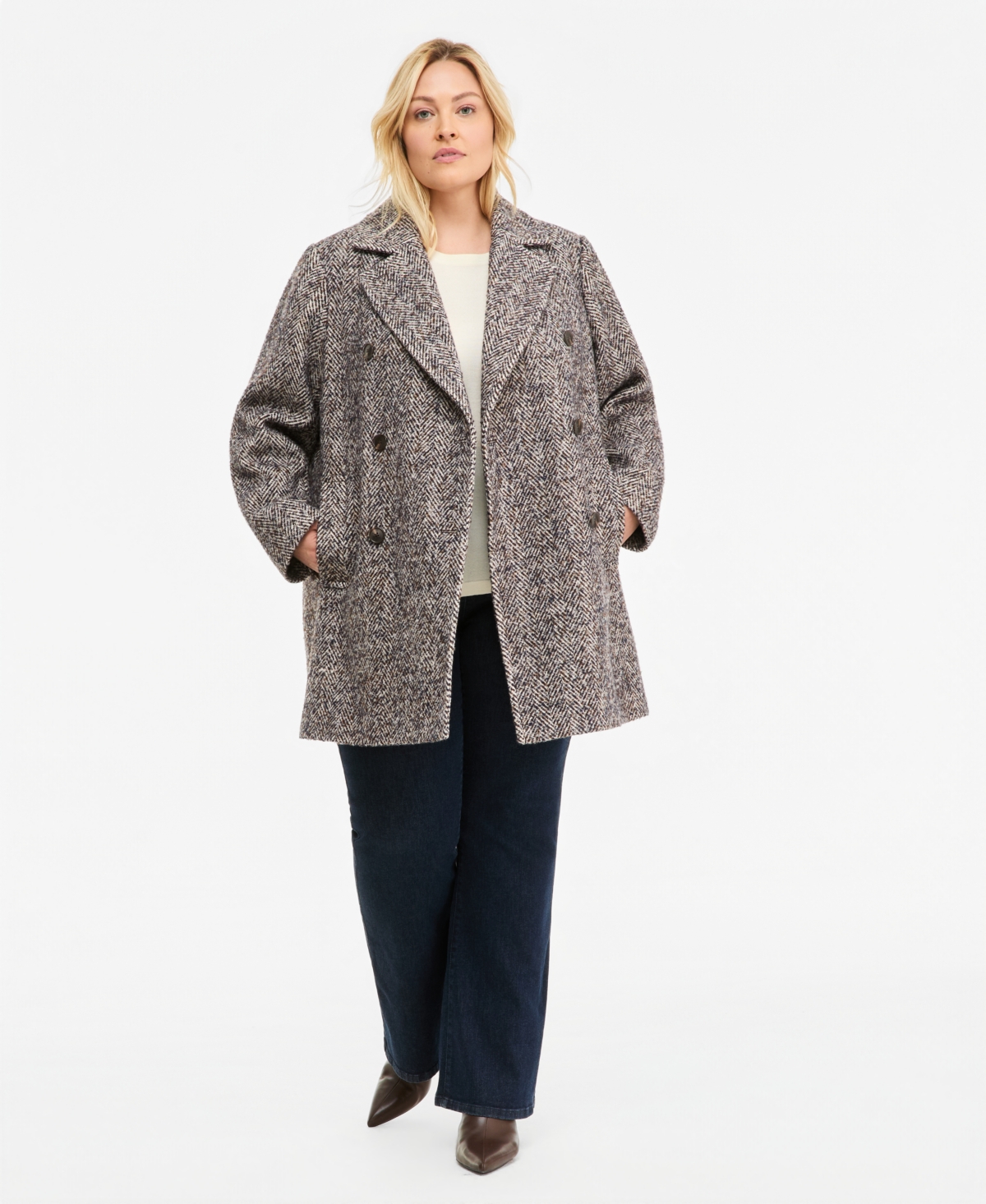 Click here for Calvin Klein Plus Size Double-Breasted Pea Coat -... prices