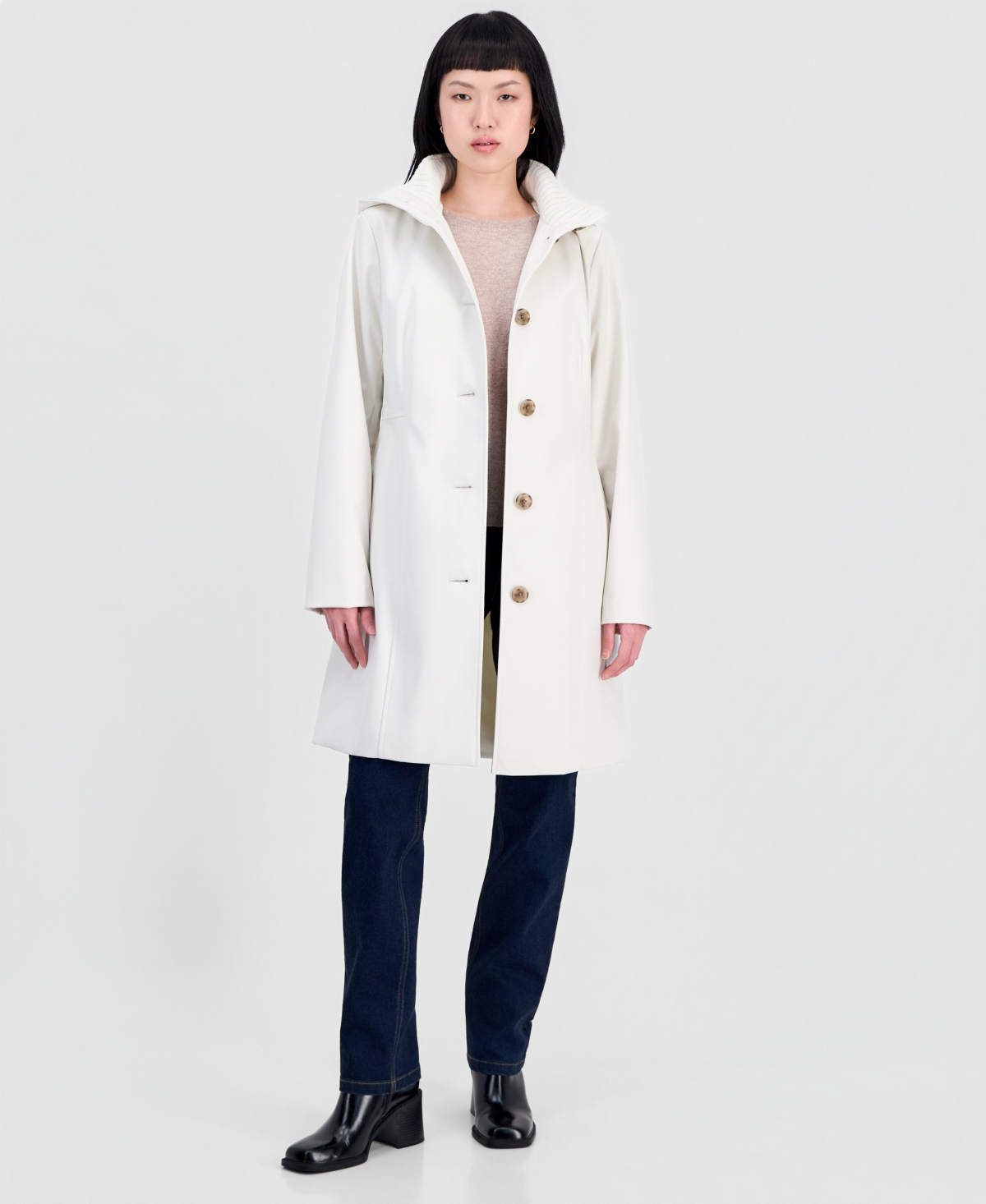 Click here for Calvin Klein Womens Hooded Button-Front Knit Colla... prices