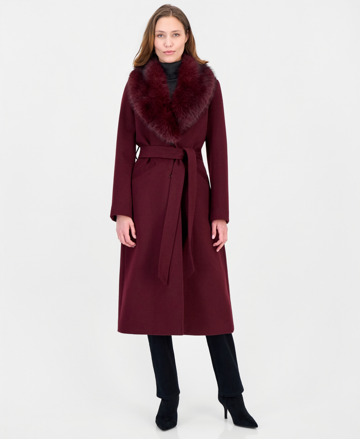Click here for Michael Michael Kors Womens Belted Faux-Fur Trimme... prices