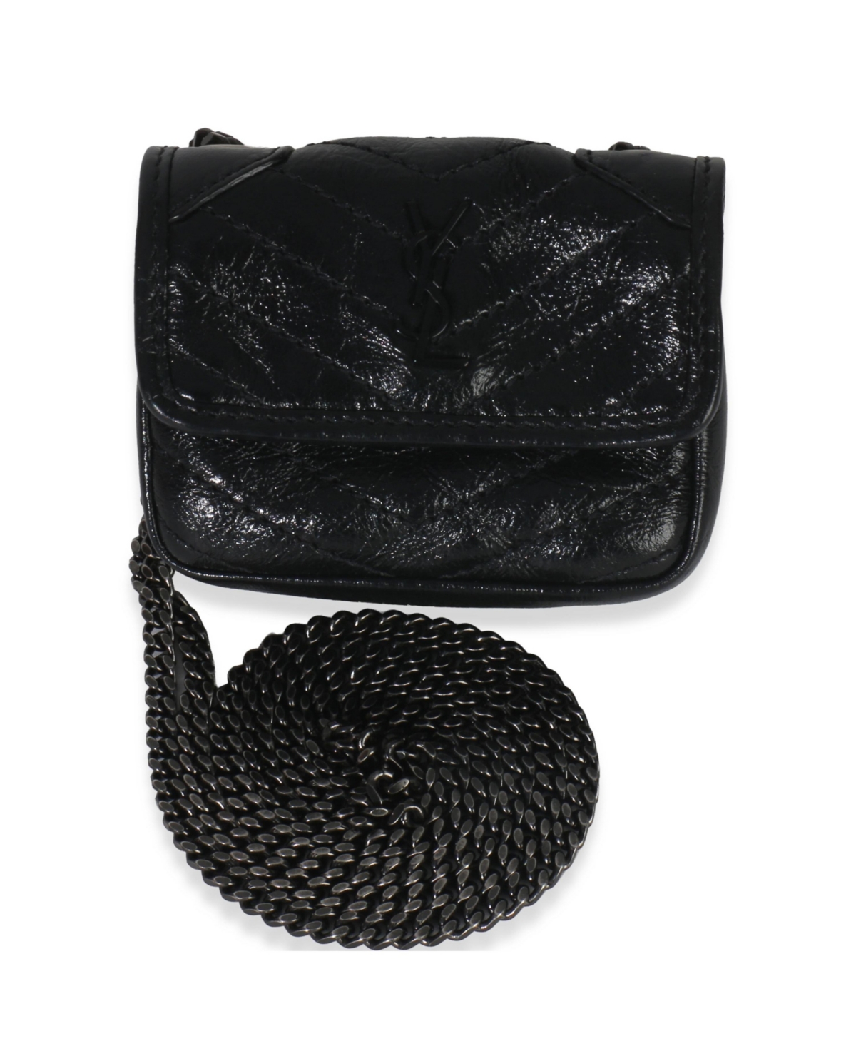 Click here for Pre-Owned Saint Laurent Black Crinkled Calfskin Ma... prices
