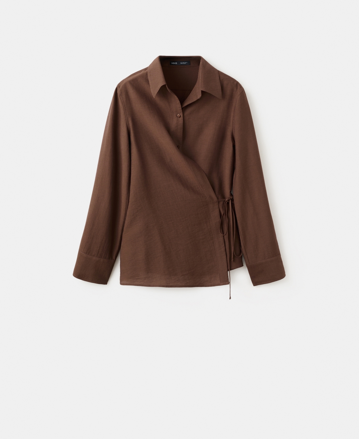Click here for Mango Womens Bow Wrap Shirt - Brown prices
