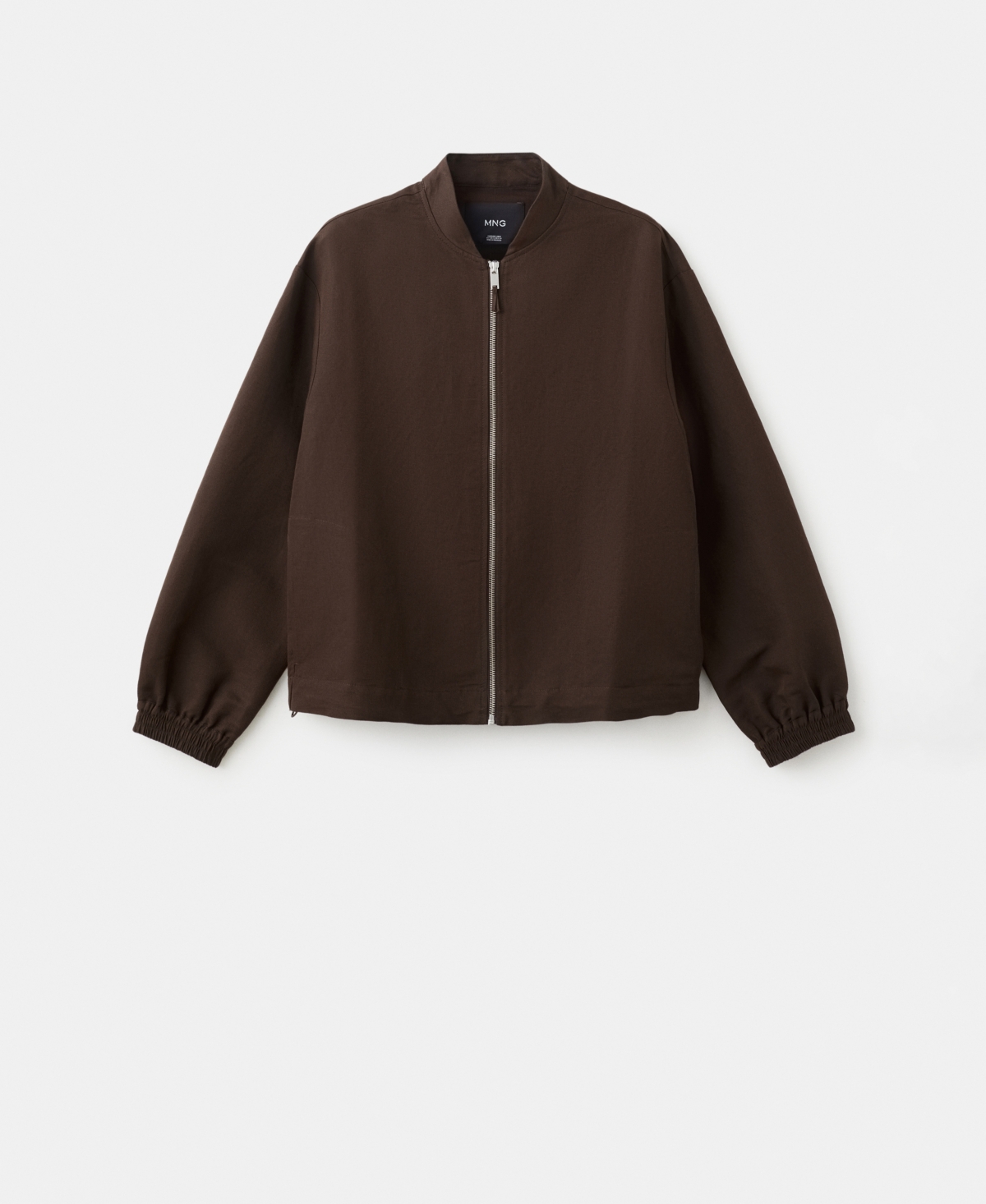 Click here for Mango Womens Linen Bomber Jacket - Chocolate prices