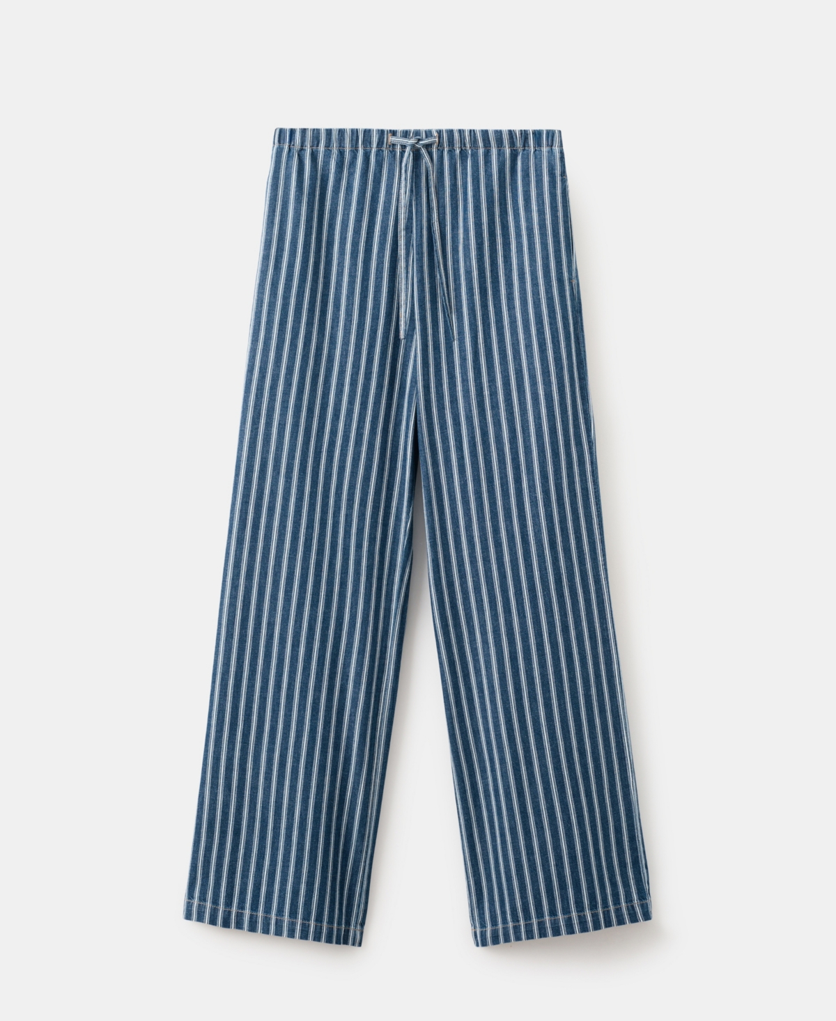 Click here for Mango Womens Straight Striped Pants - Blue prices