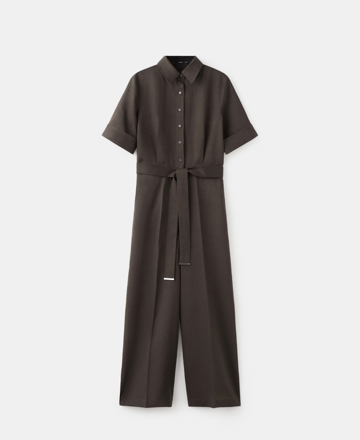 Click here for Mango Womens Lyocell Shirt Jumpsuit - Brown prices