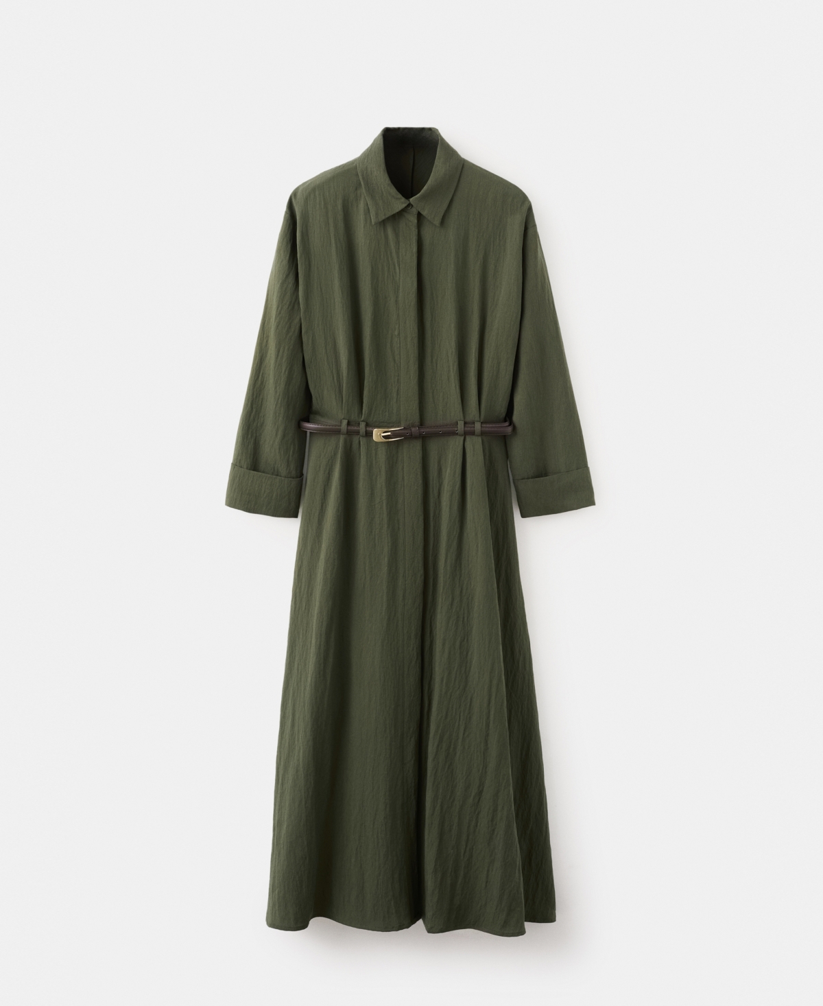 Click here for Mango Womens Lyocell Belted Shirt Dress - Khaki prices