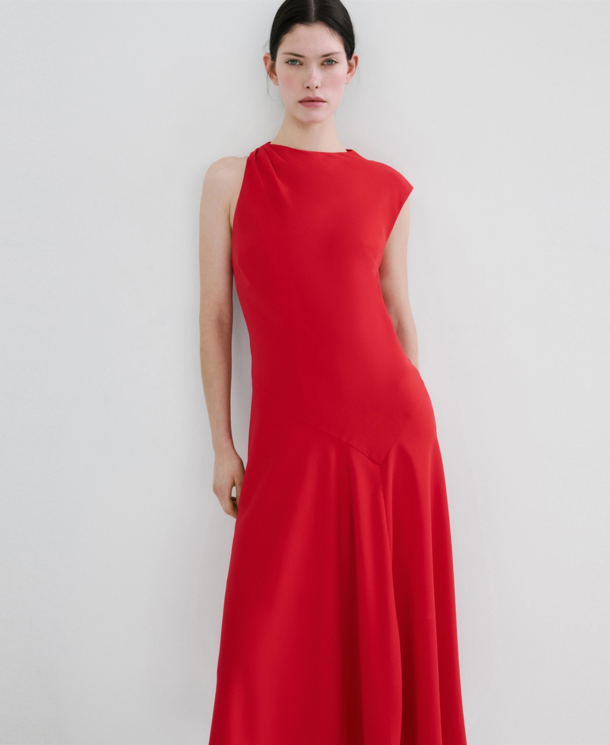 Click here for Mango Womens Asymmetrical Sleeves Midi Dress - Red prices