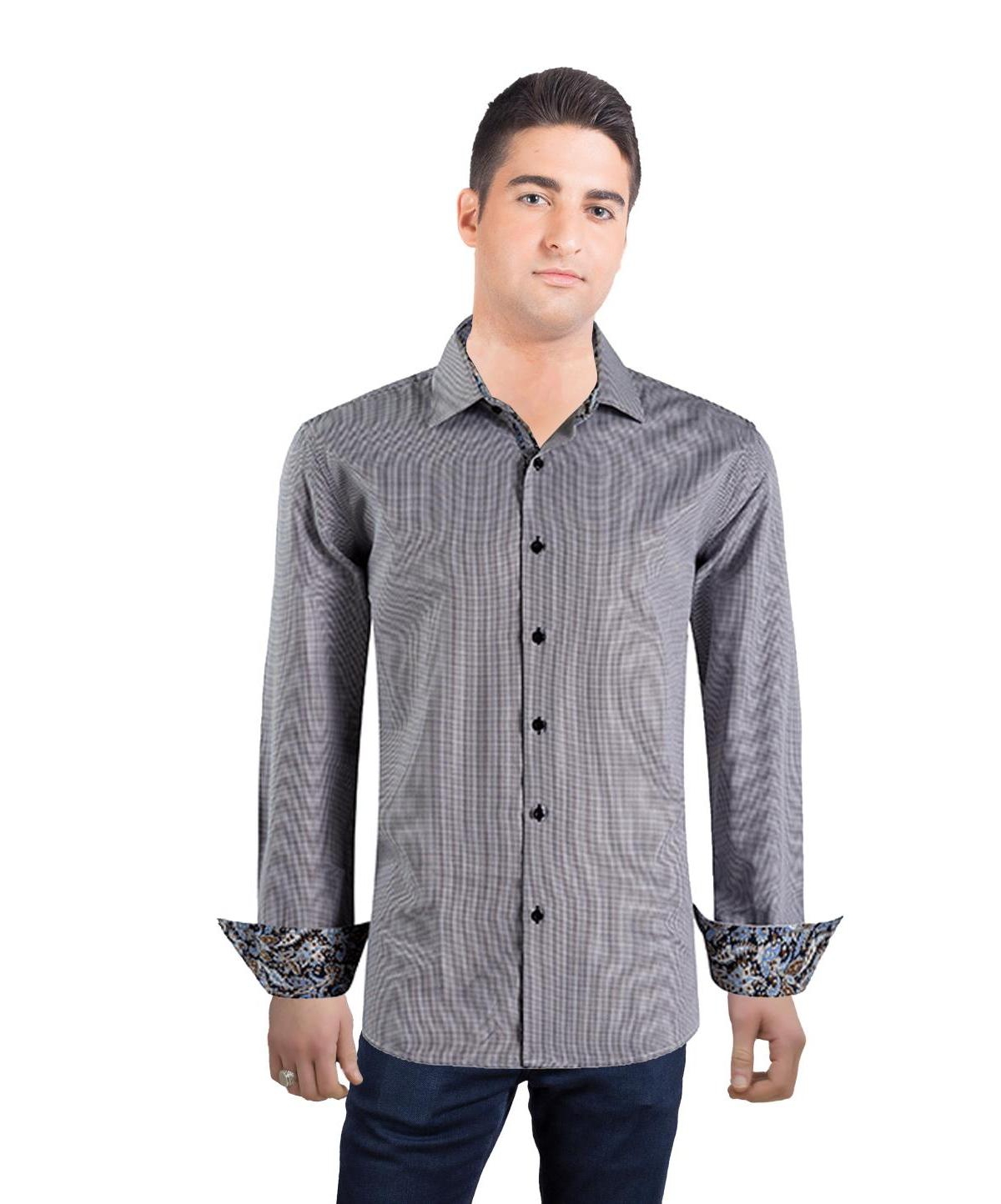 Click here for Elie Balleh Mens Slim Fit Houndstooth Dress Shirt... prices