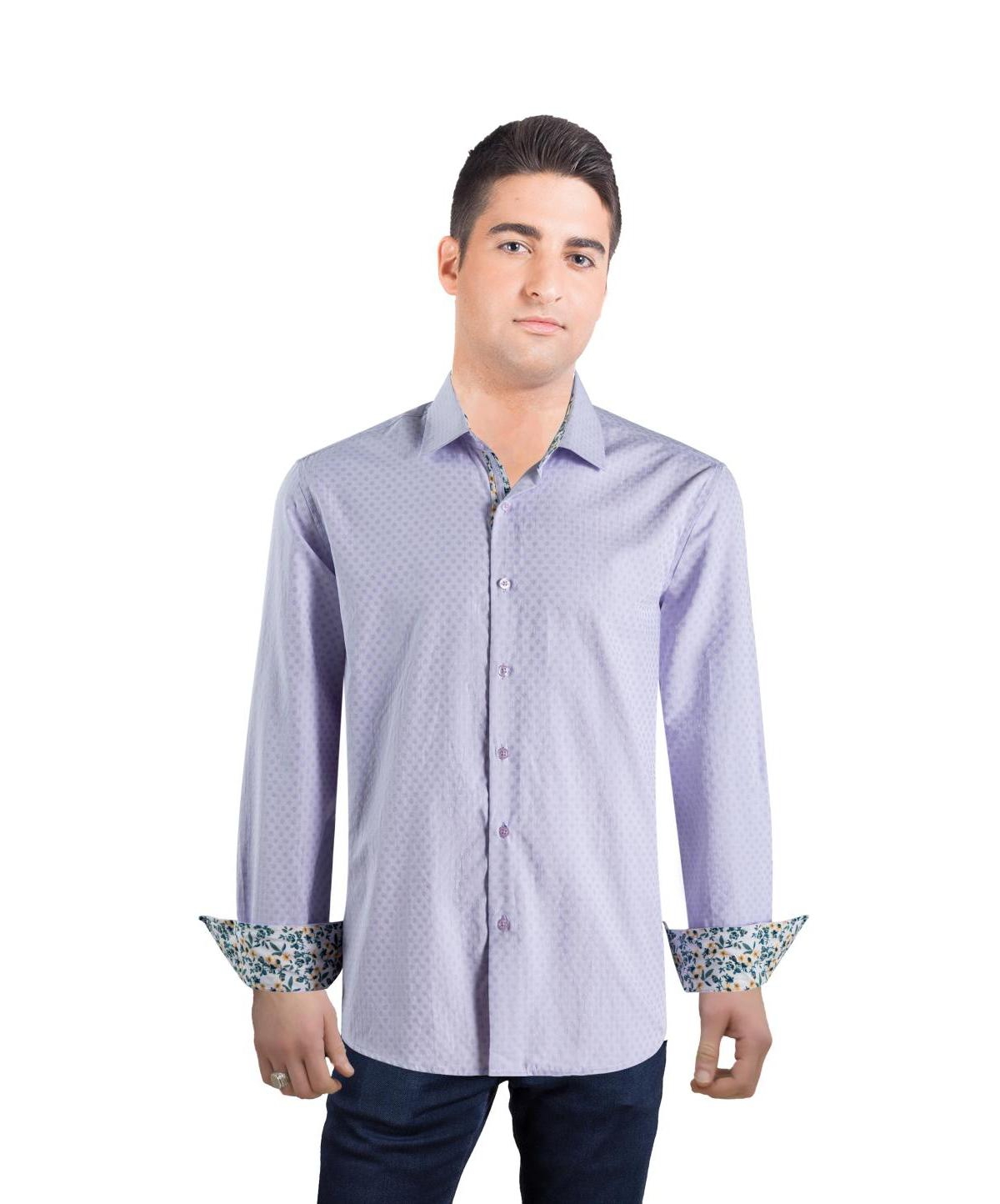 Click here for Elie Balleh Mens Slim Fit Jacquard Dot Button-Down... prices