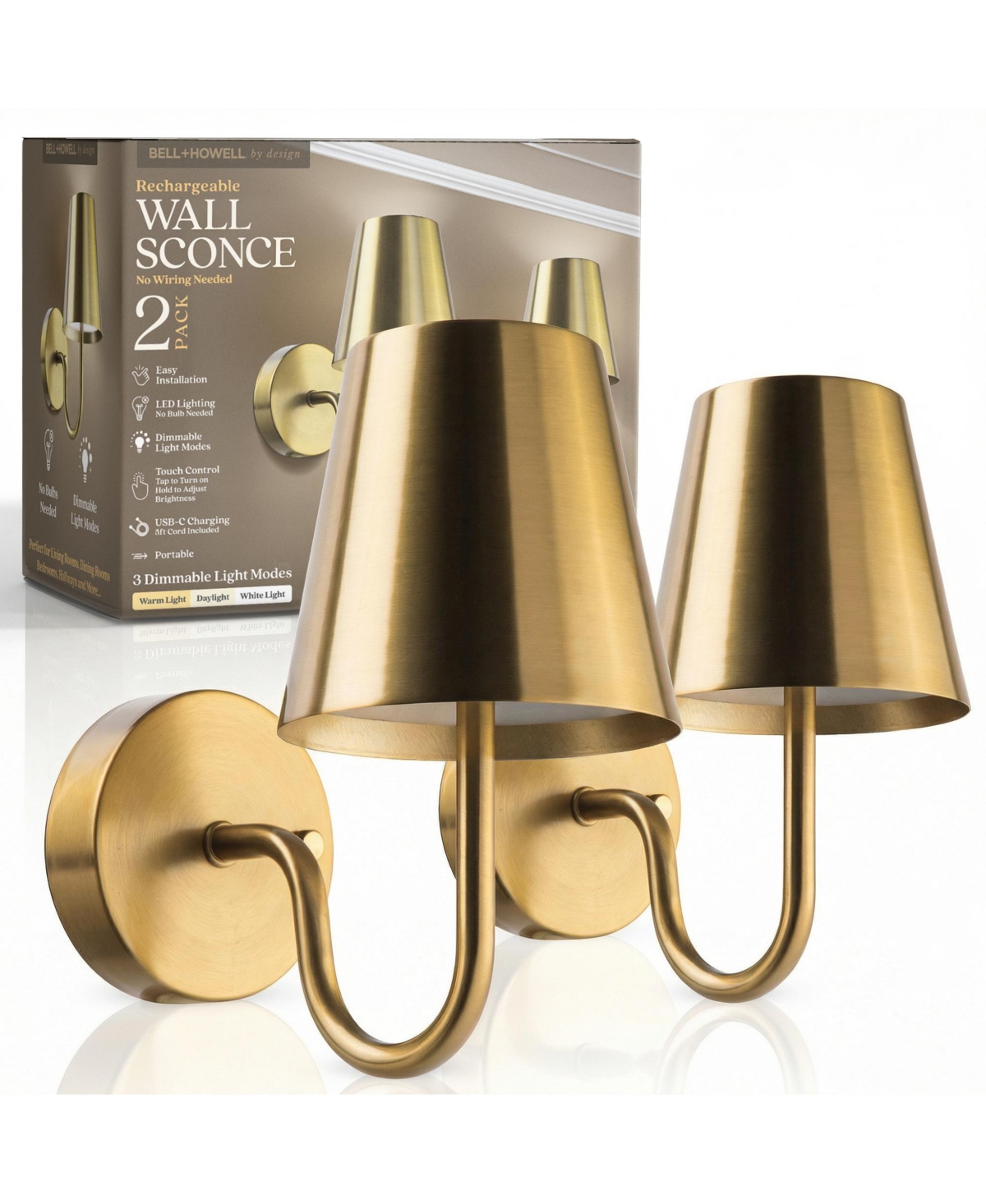 Click here for Bell + Howell Set of 2 Modern Metal Shade Dimmable... prices