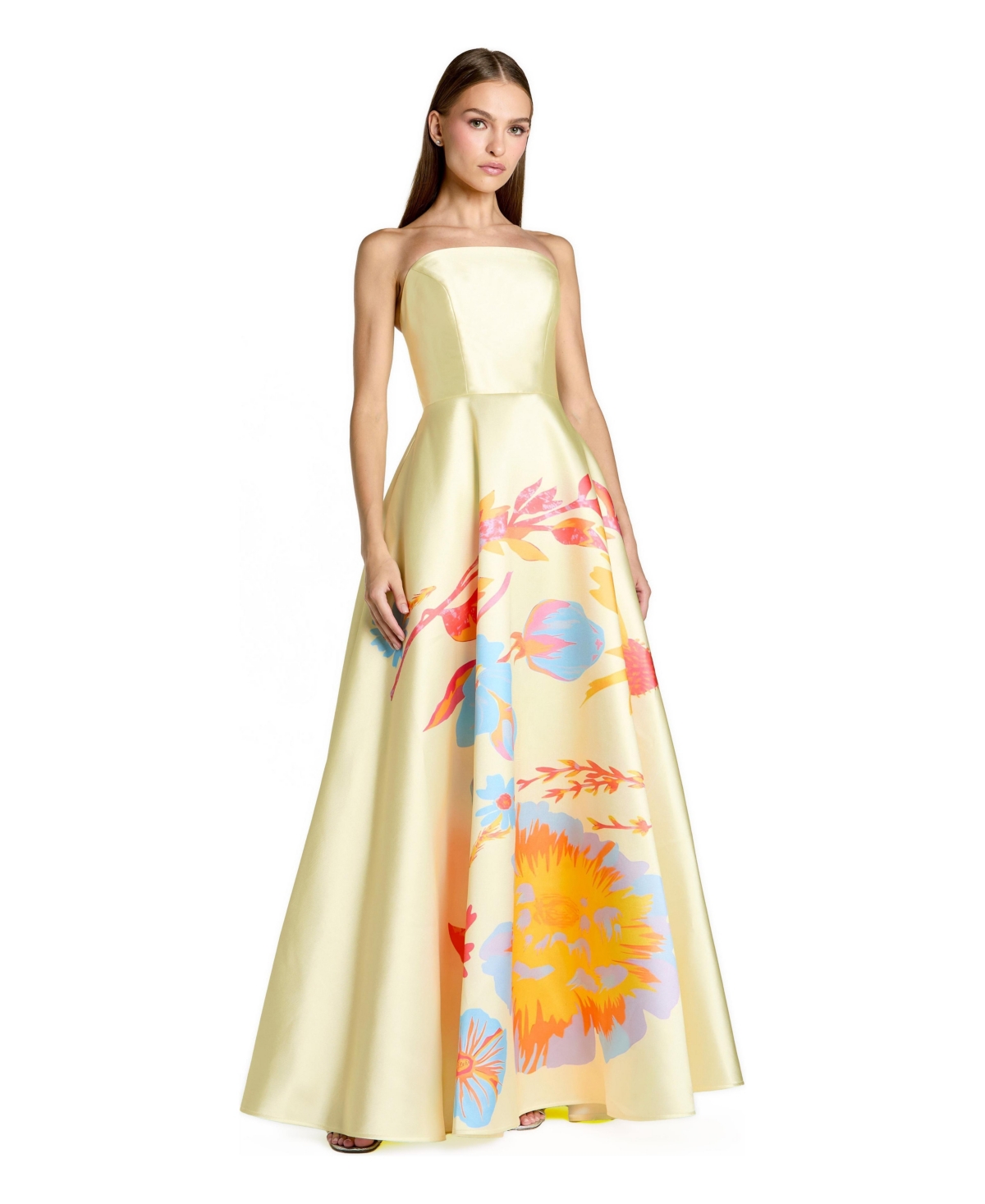 Click here for Mac Duggal Womens Strapless Floral Printed Mikado... prices