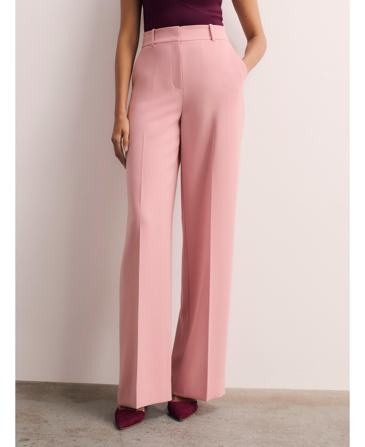 Click here for The Fold Womens Adelaide Doppio Crepe Pants - Pink prices