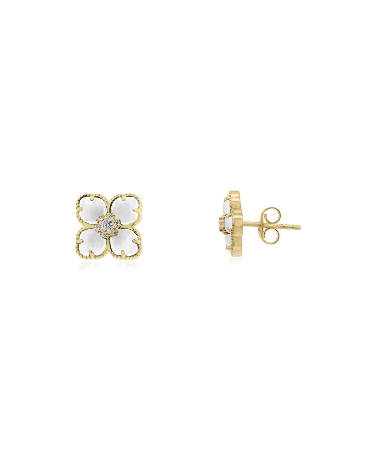 Click here for The Lovery Mother of Pearl Cz Flower Stud Earrings... prices