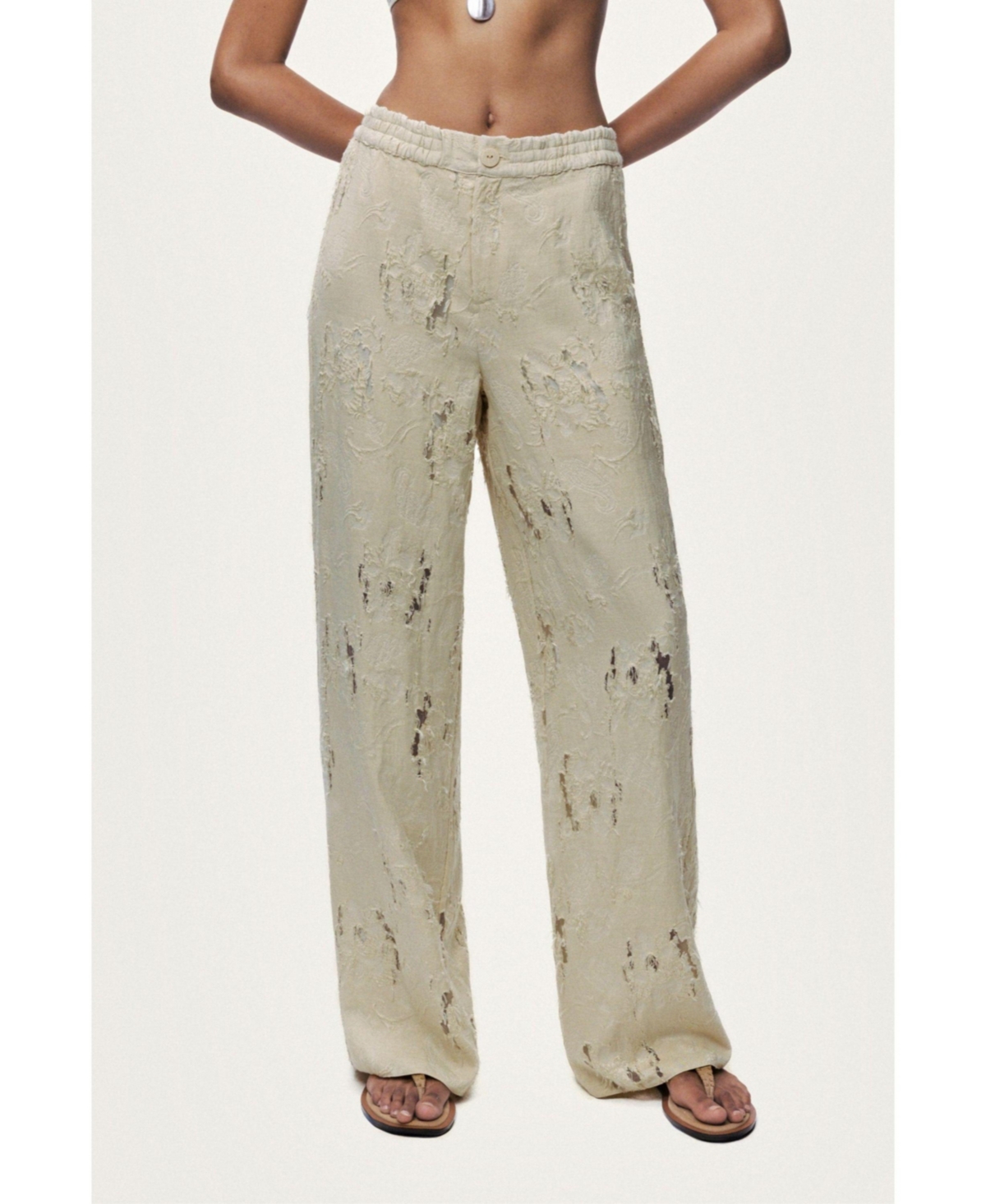 Click here for Nocturne Womens Jacquard Wide-Leg Trousers - Open... prices