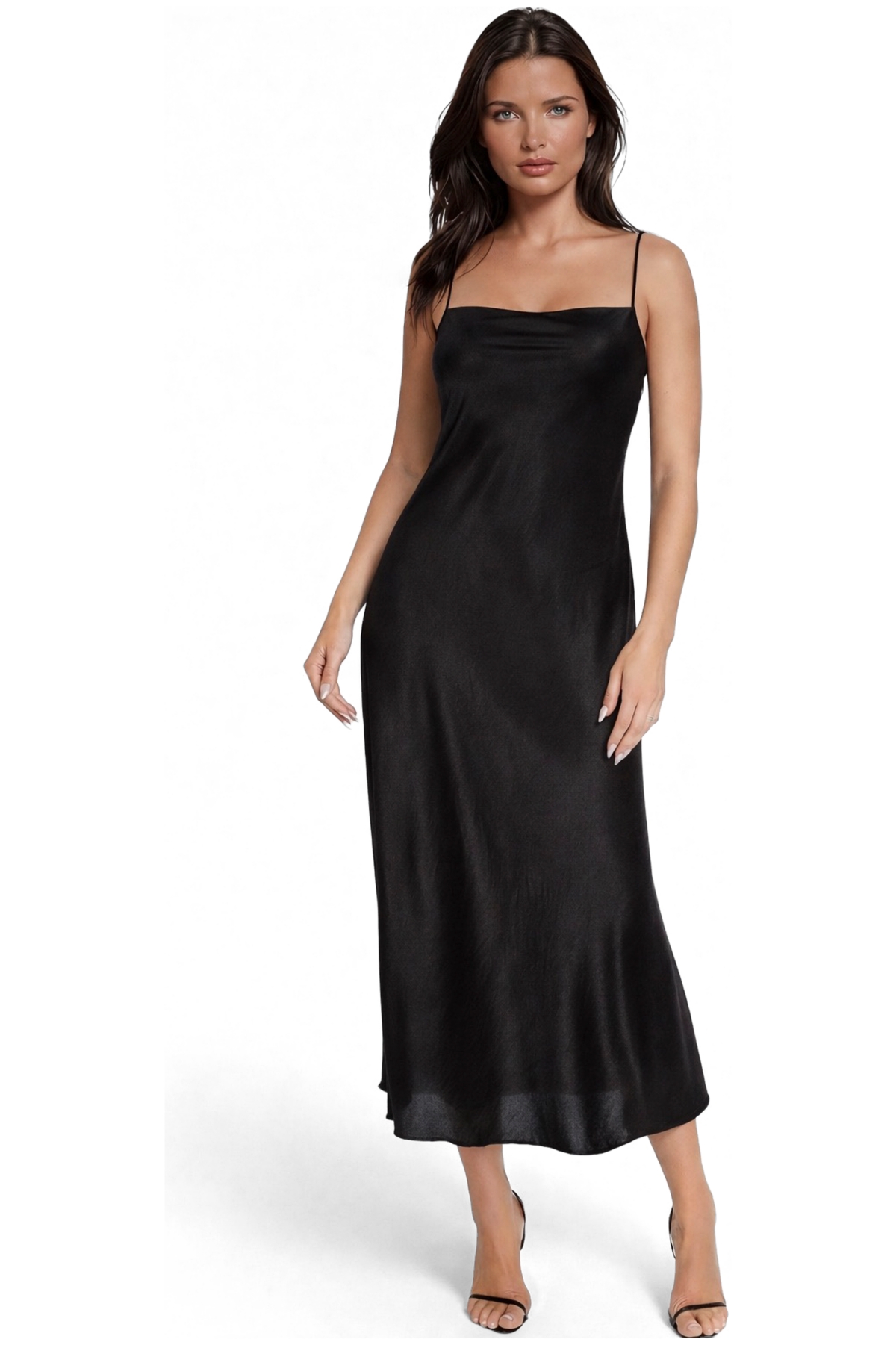Click here for Bebe Womens Crushed Satin Cowl Maxi Dress - Black prices