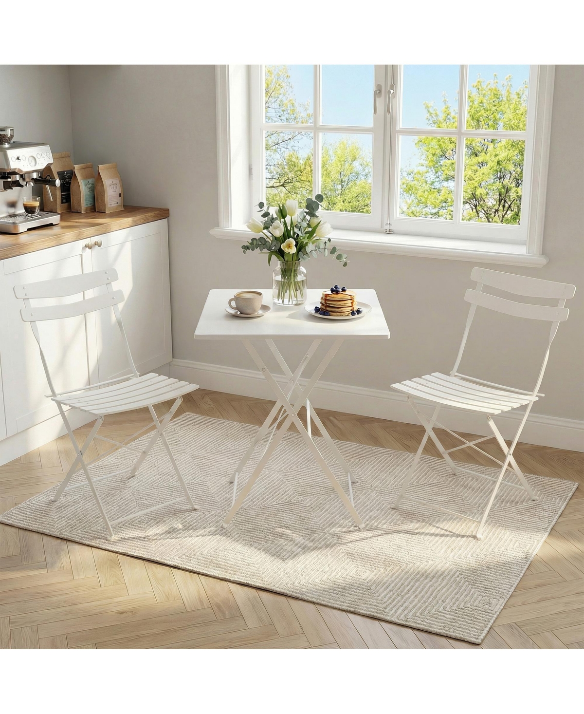 Click here for homfan 3-Piece Foldable Patio Bistro Set  Metal Sq... prices