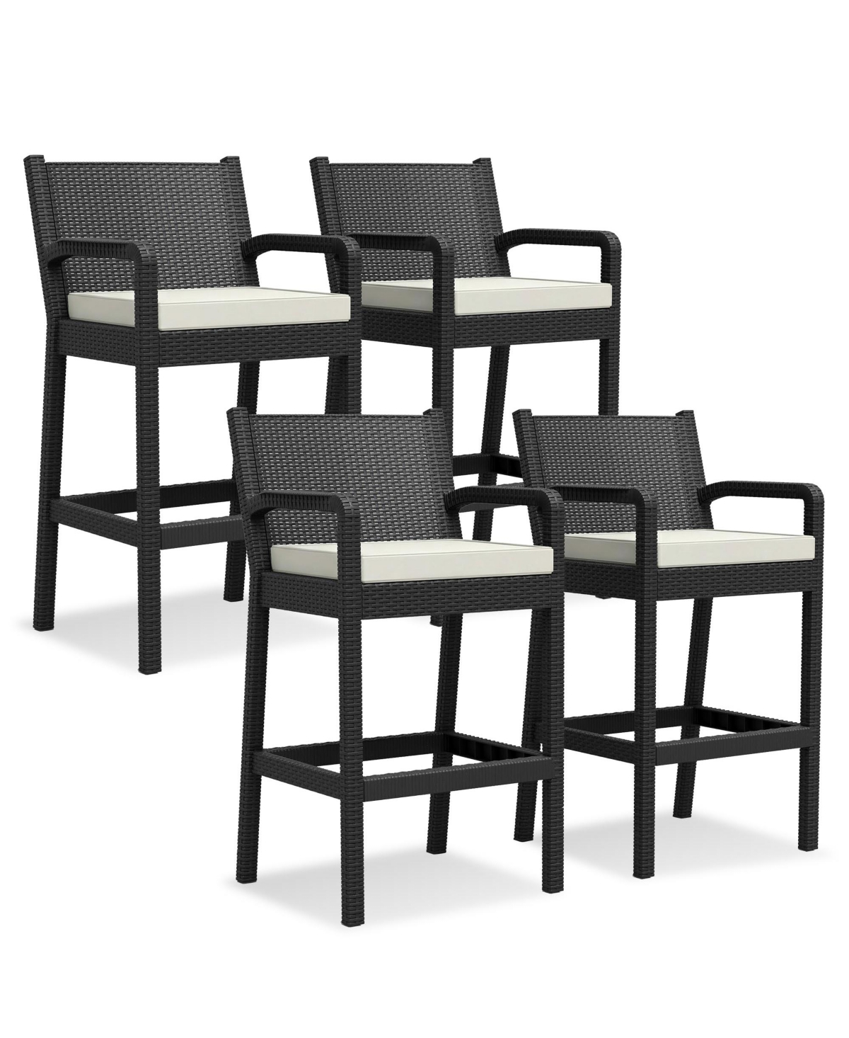 Click here for homfan Set of 4 All-Weather Wicker Bar Stools  30... prices