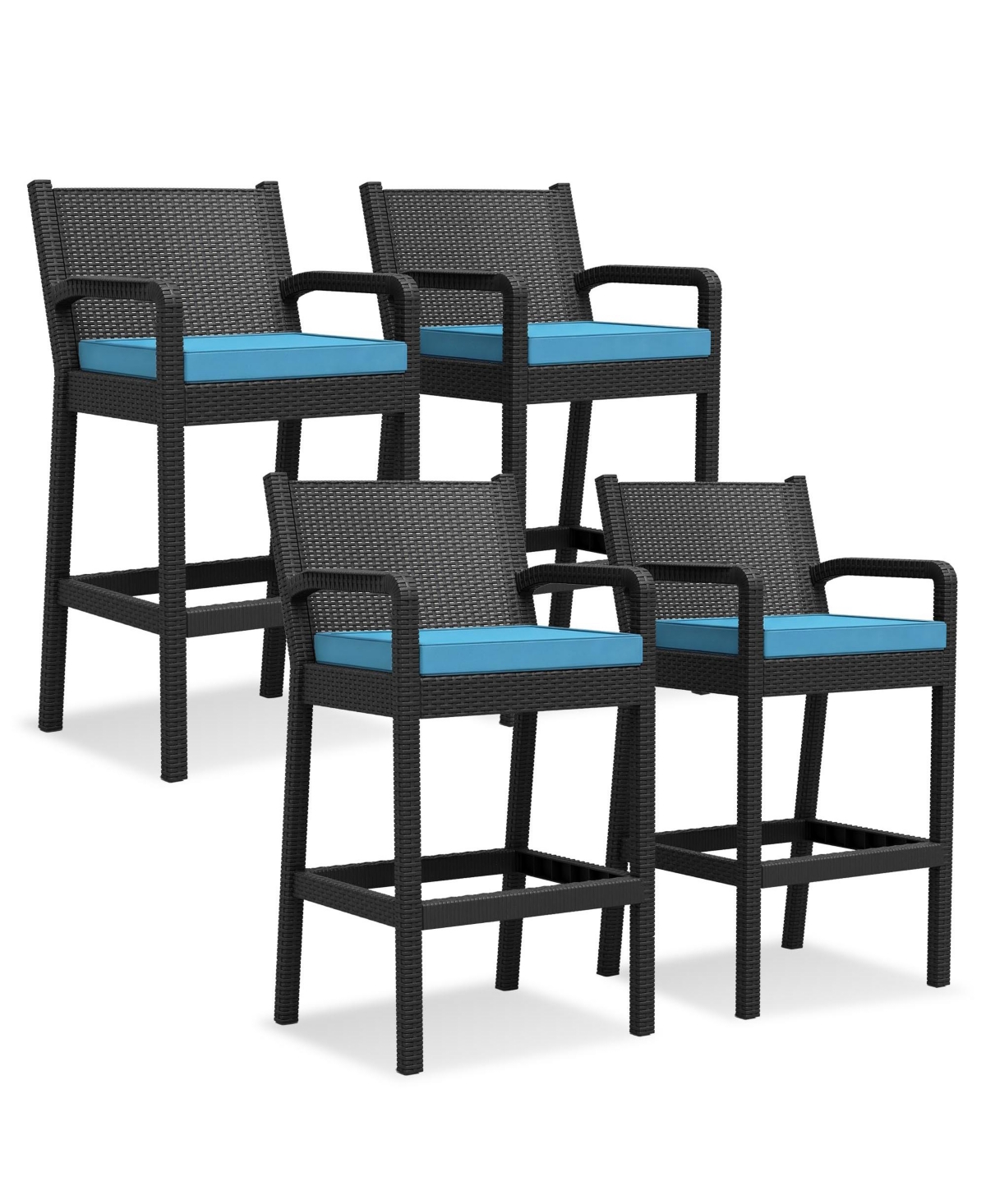Click here for homfan Set of 4 All-Weather Wicker Bar Stools  30... prices
