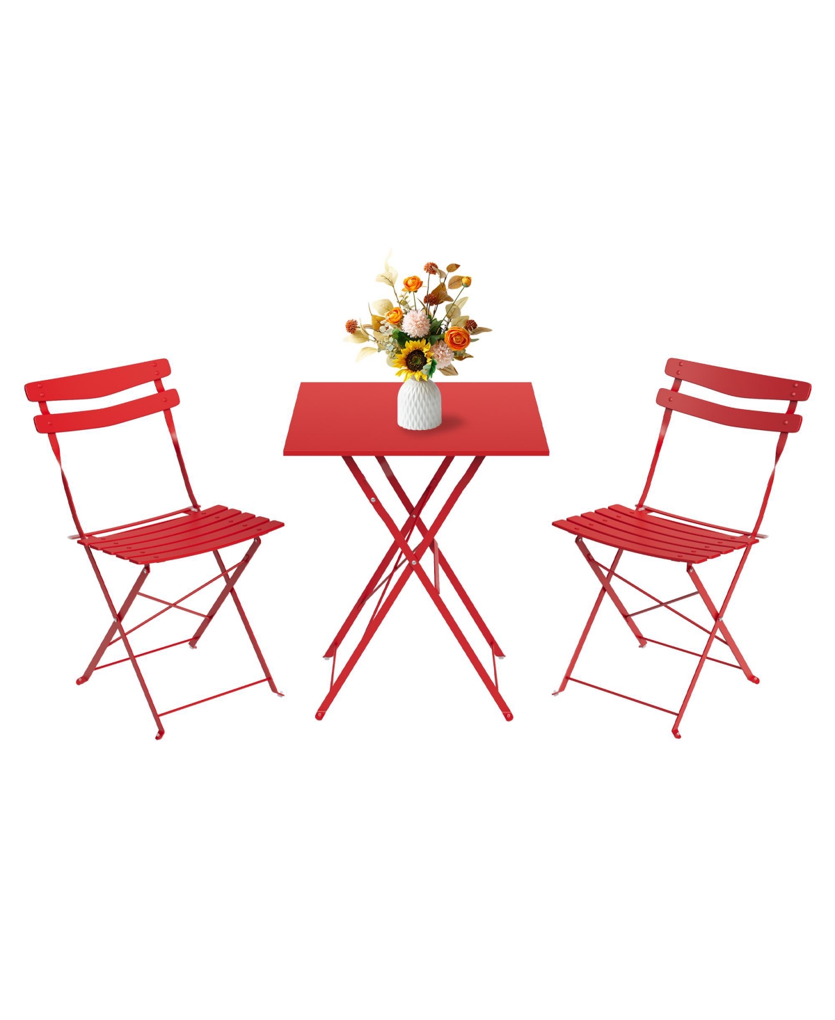 Click here for homfan 3-Piece Foldable Patio Bistro Set  Metal Sq... prices