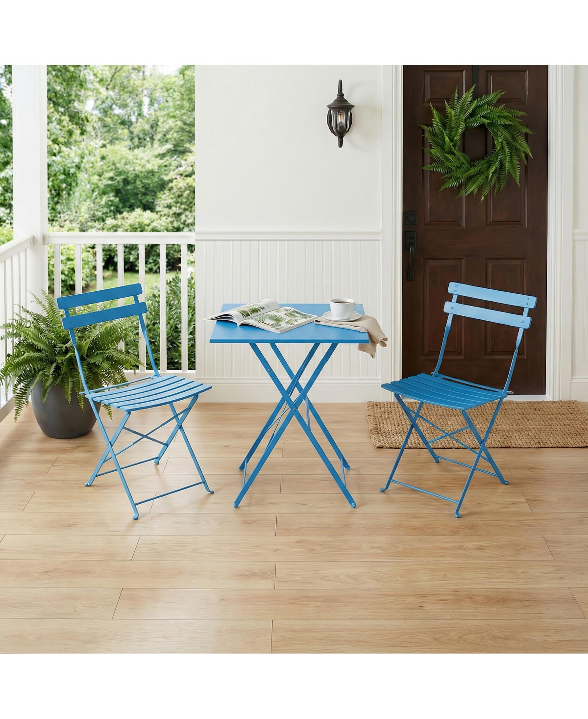 Click here for homfan 3-Piece Foldable Patio Bistro Set  Metal Sq... prices