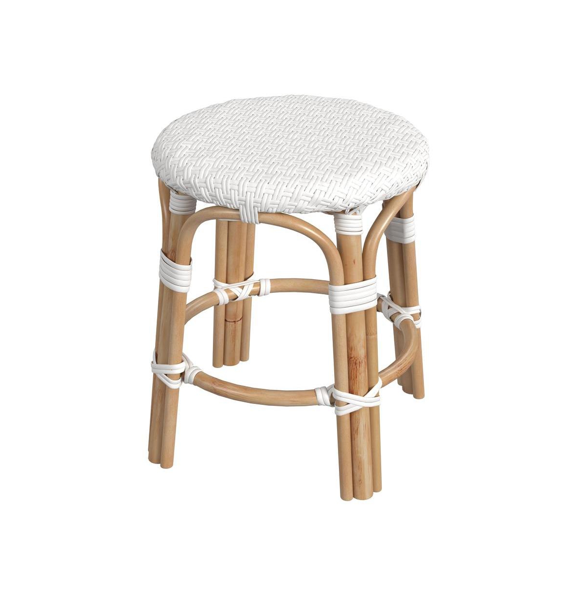 Click here for Butler Specialty Tobias Rattan Round 18 Stool - Wh... prices