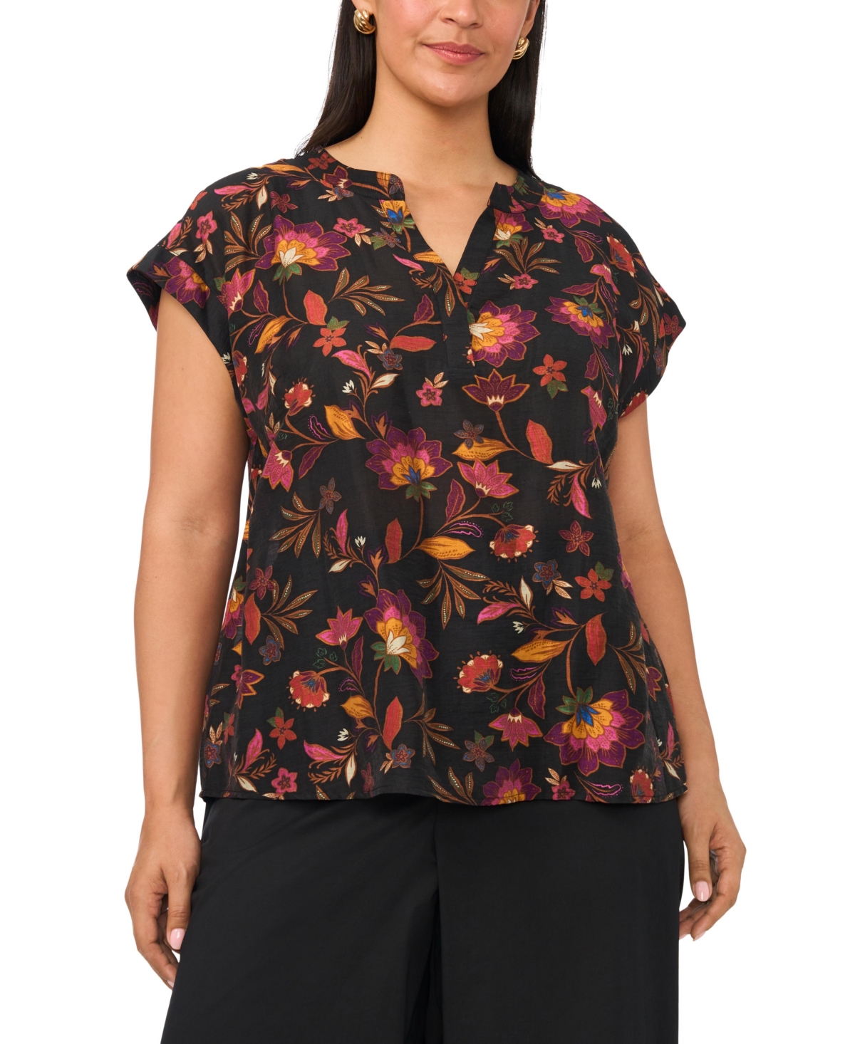 Click here for Vince Camuto Plus Size Printed V-Neck Short-Sleeve... prices