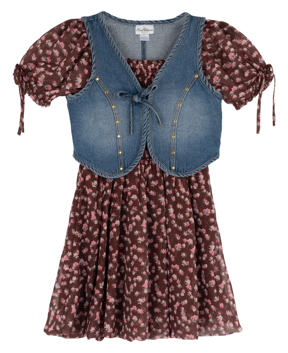 Click here for Rare Editions Girls 7-16 Vest and Printed Puff Sle... prices