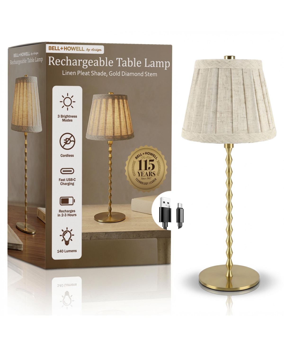 Click here for Bell + Howell Stem Linen Pleat Shade Rechargeable... prices