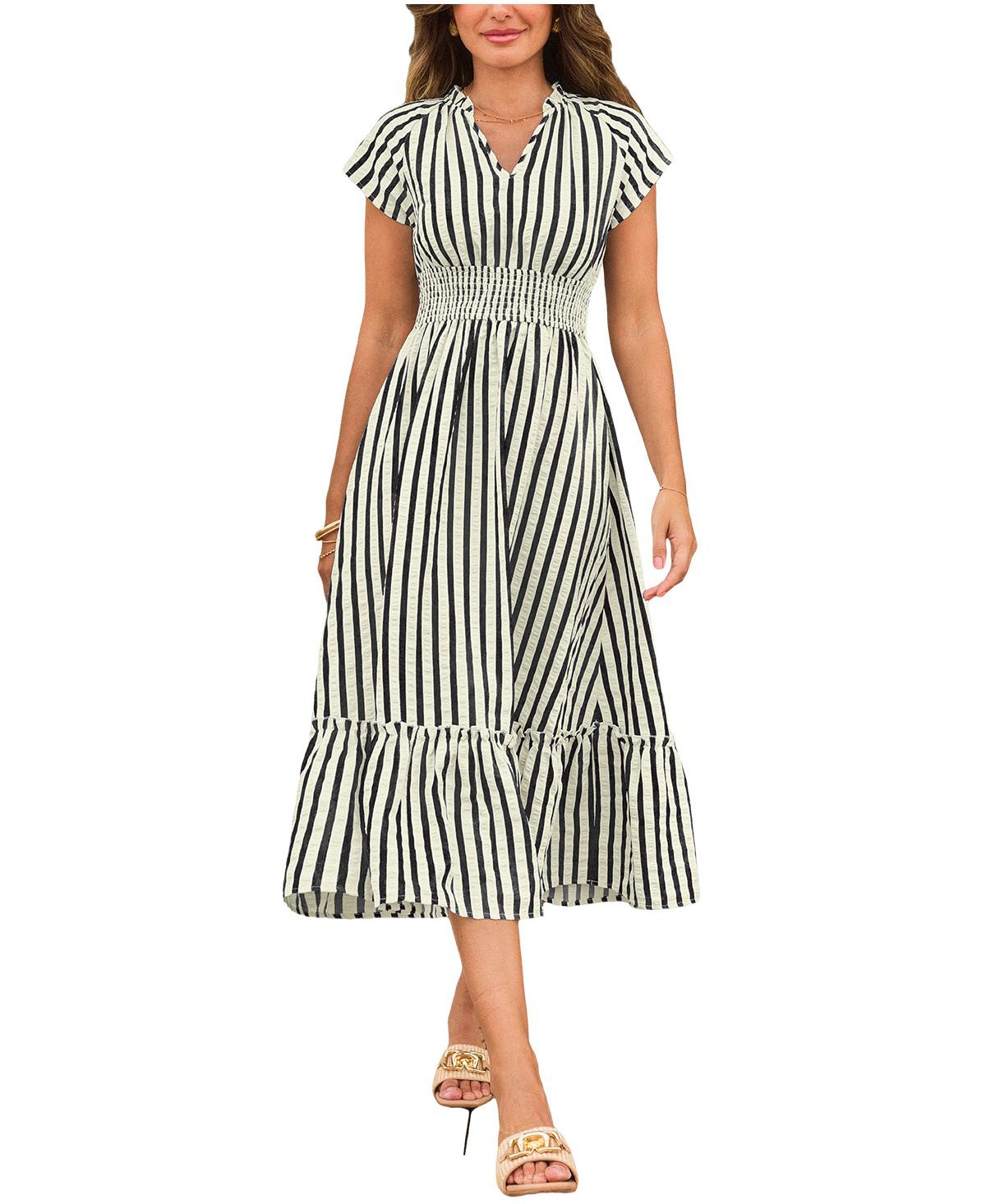 Click here for Cupshe Womens Sunset Cruise Striped Midi Beach Dre... prices