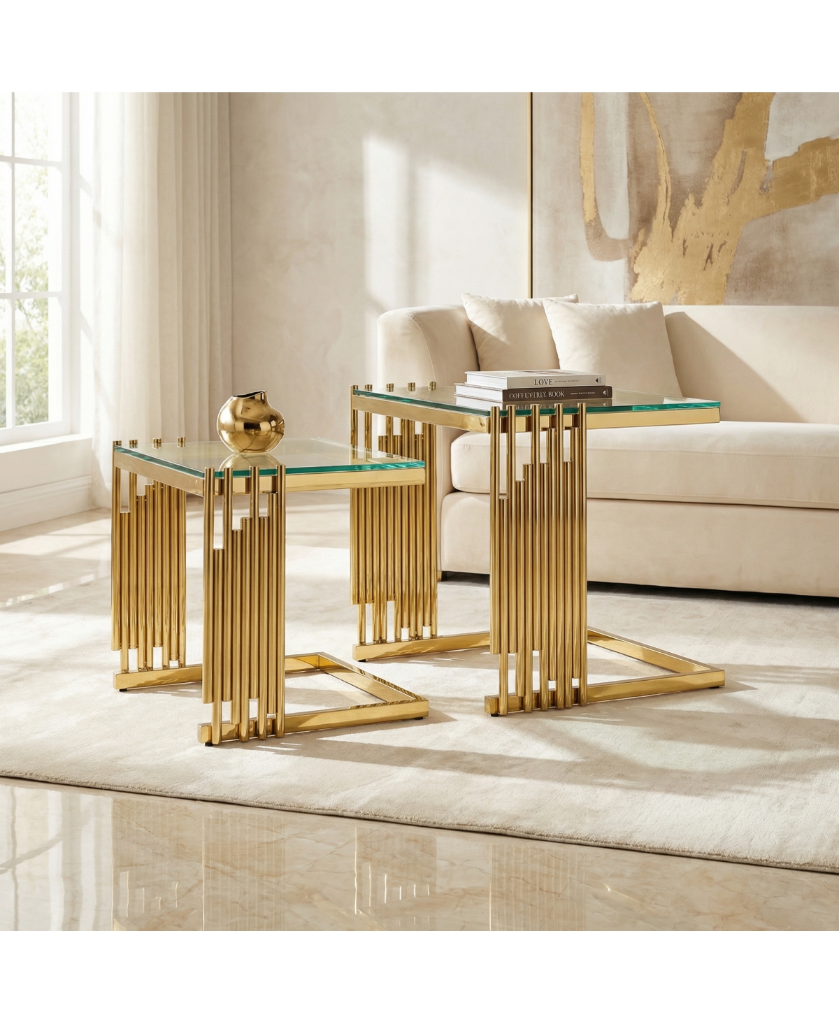 Click here for Streamdale Furniture 2-Piece Gold Tempered Glass C... prices