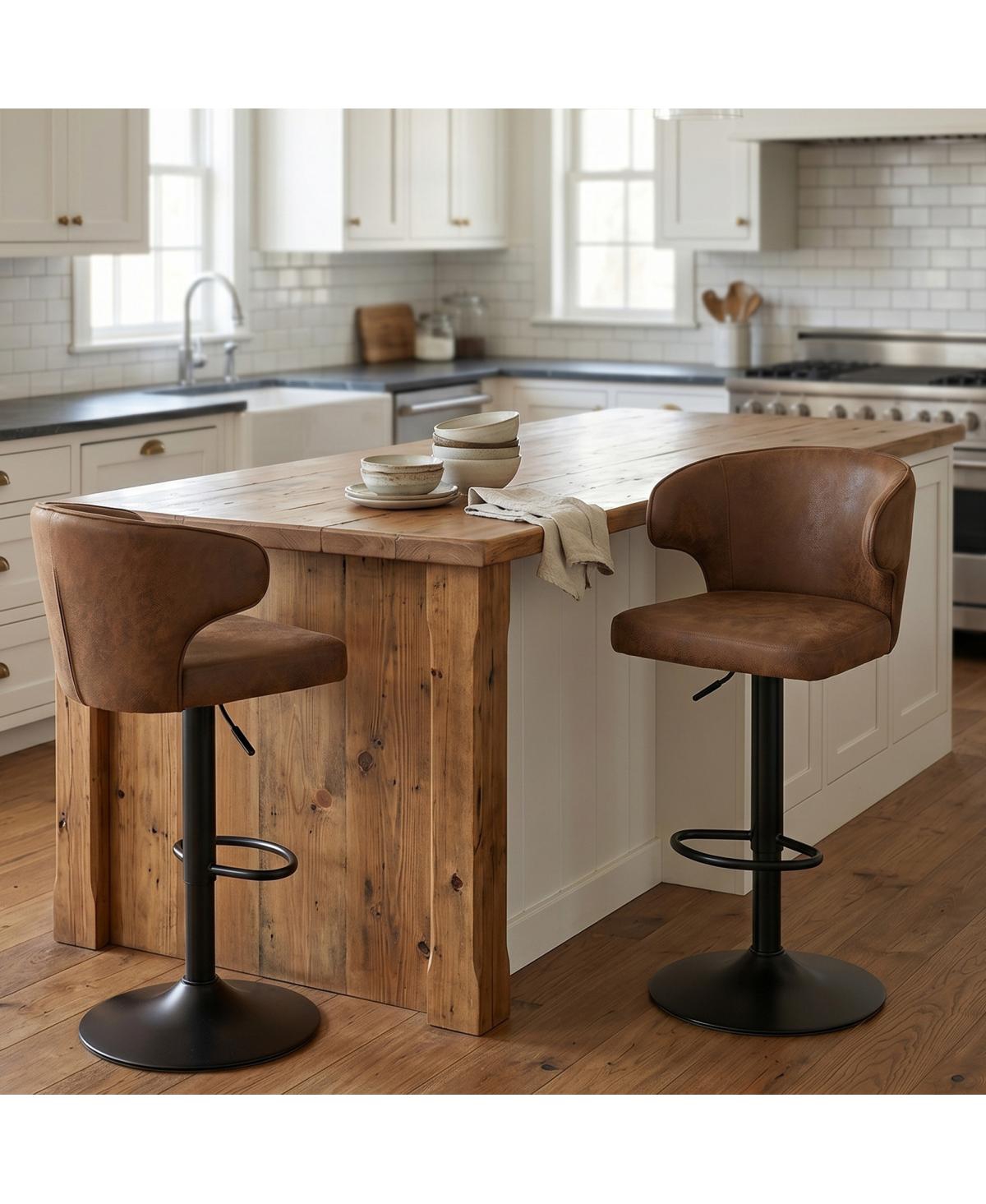 Click here for Streamdale Adjustable Swivel Suede Bar Stools with... prices