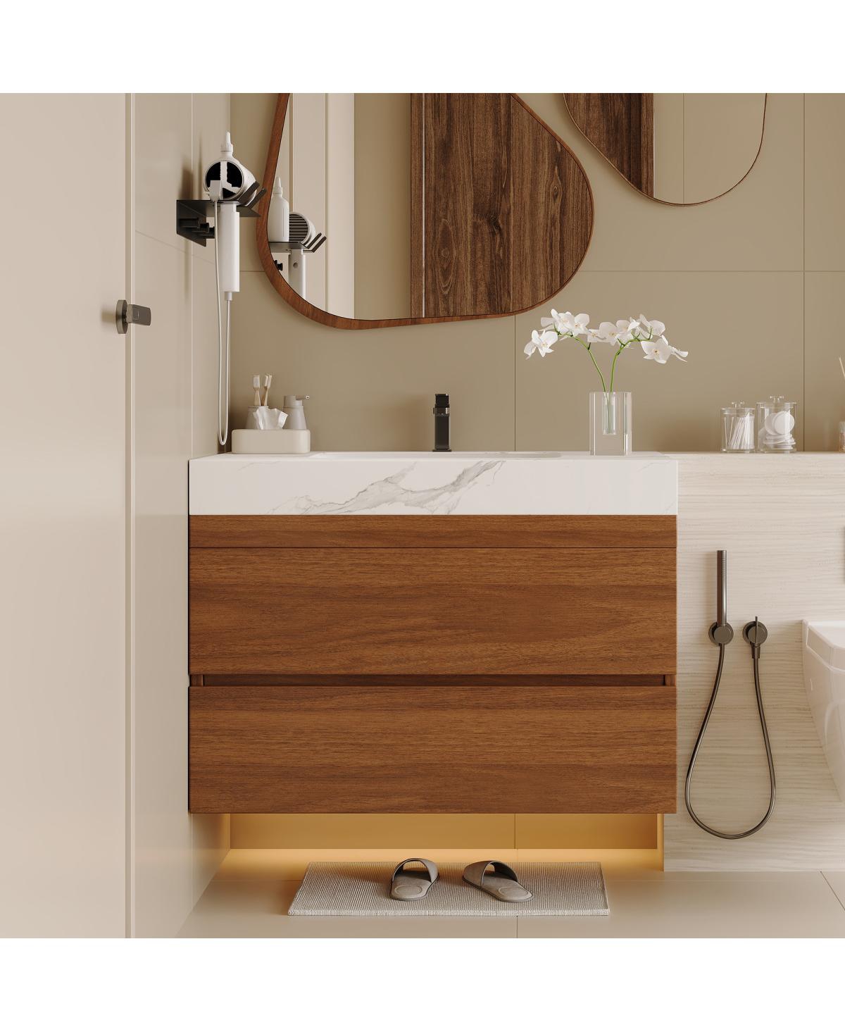 Click here for Sillysis Floating Bathroom Vanity with Faux Marble... prices