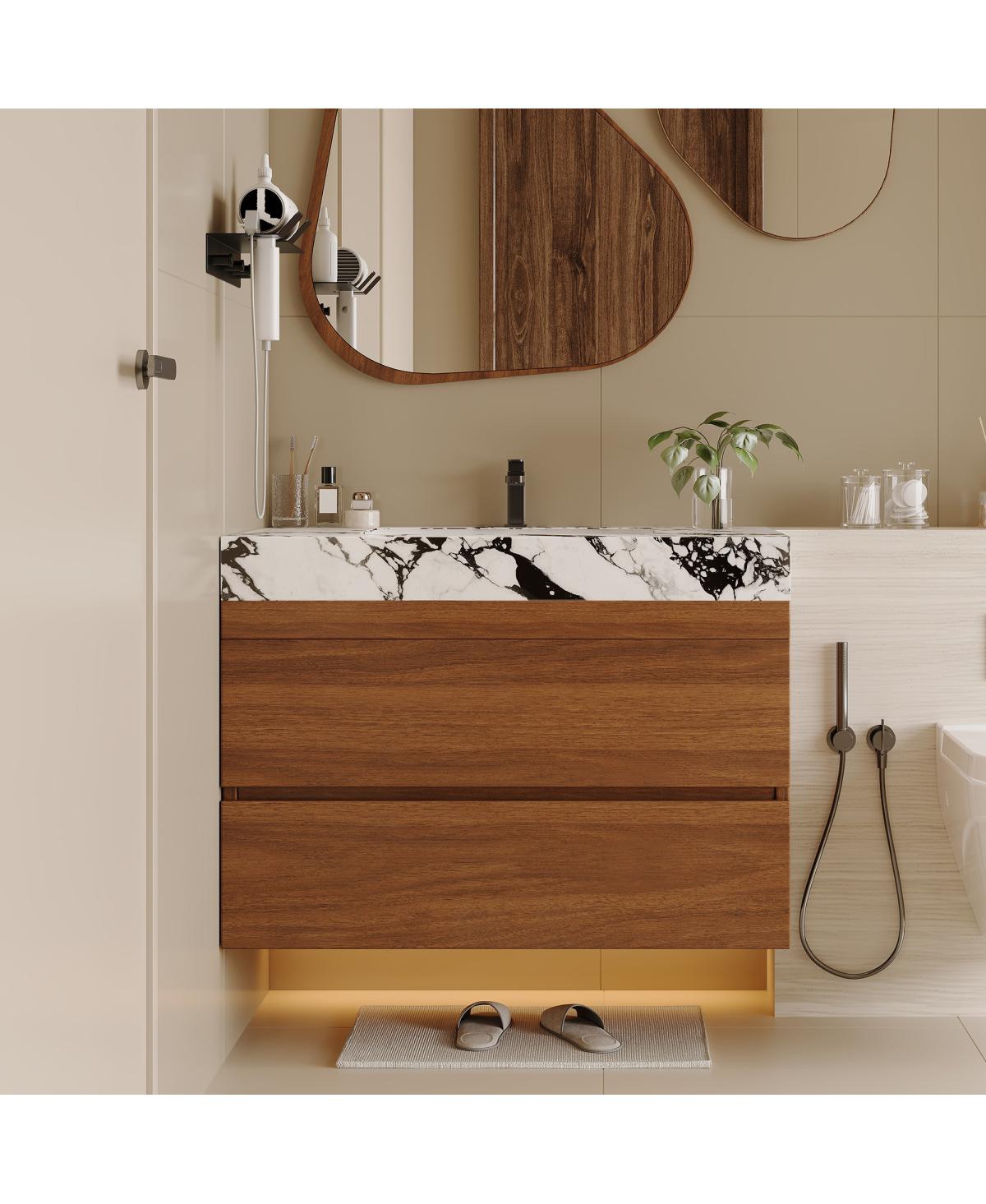 Click here for Sillysis Floating Bathroom Vanity with Faux Marble... prices