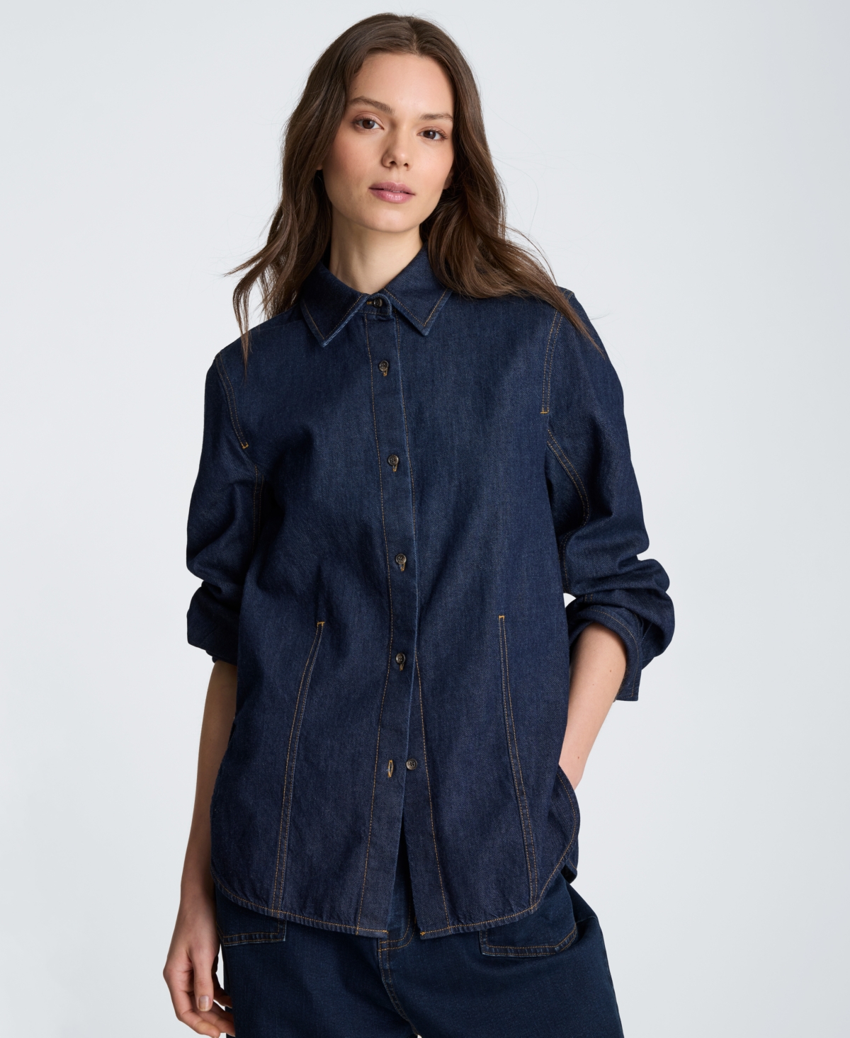 Click here for Kenneth Cole Womens Collared Front Button Shirt -... prices