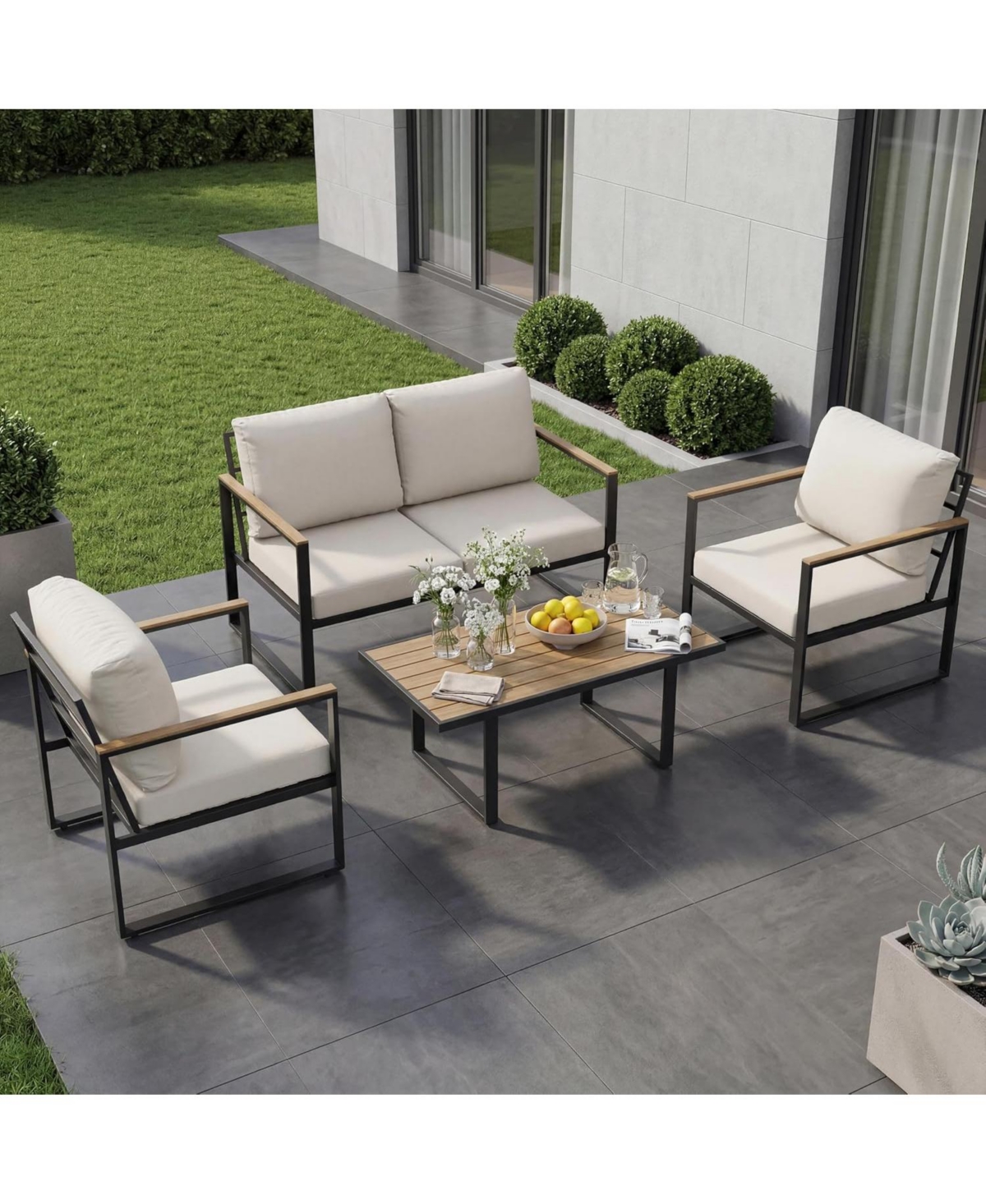 Click here for gaomon 4-Piece Outdoor Patio Furniture Set  Conver... prices