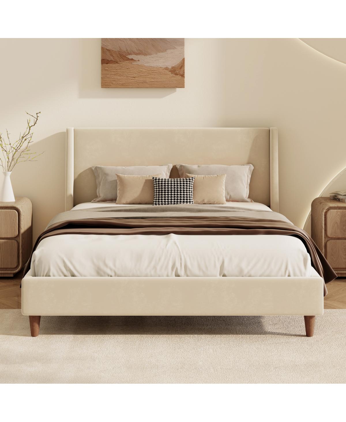 Click here for Streamdale Furniture Modern Velvet Wingback Platfo... prices