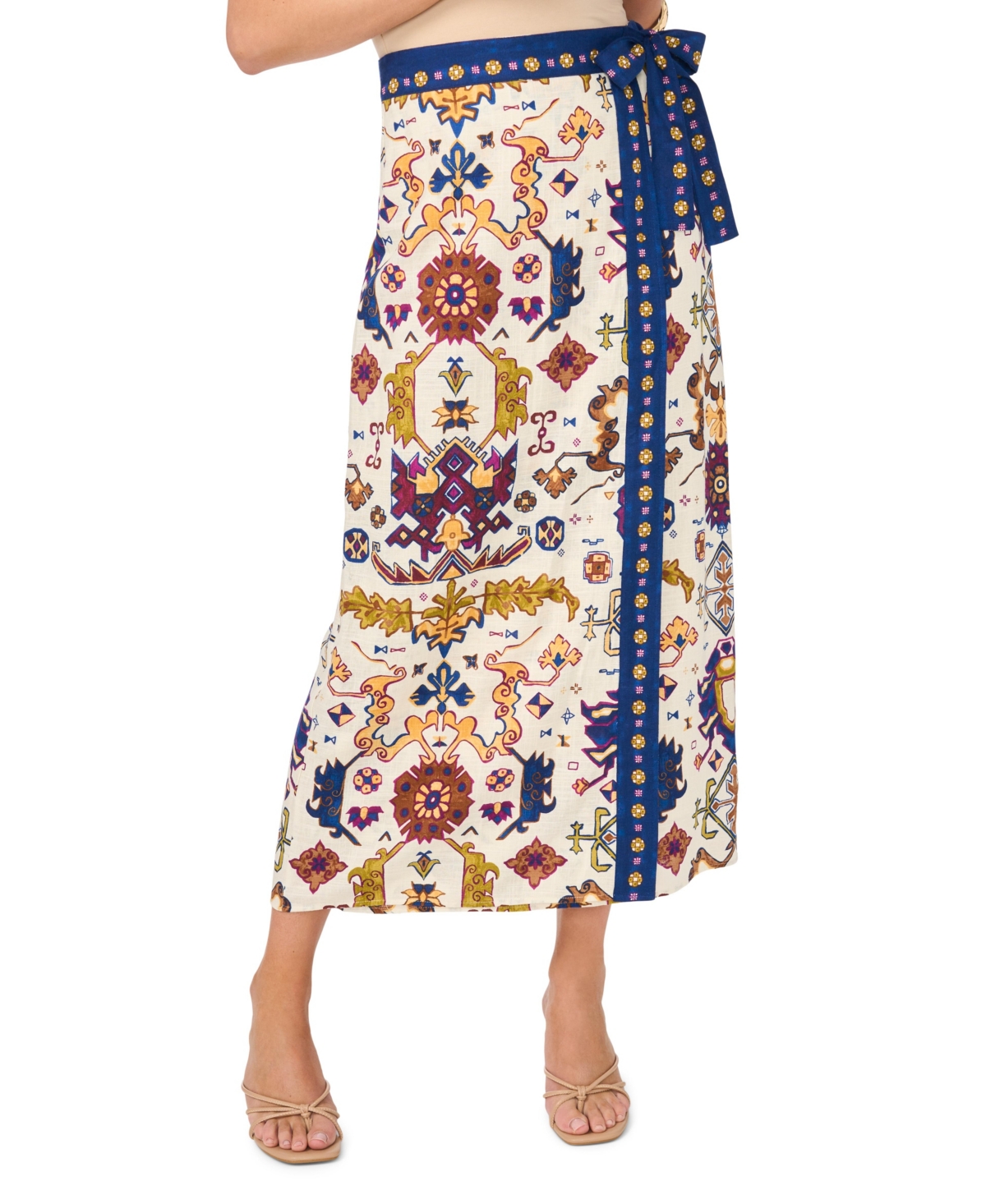 Click here for Vince Camuto Womens Printed Faux Wrap Midi Skirt -... prices