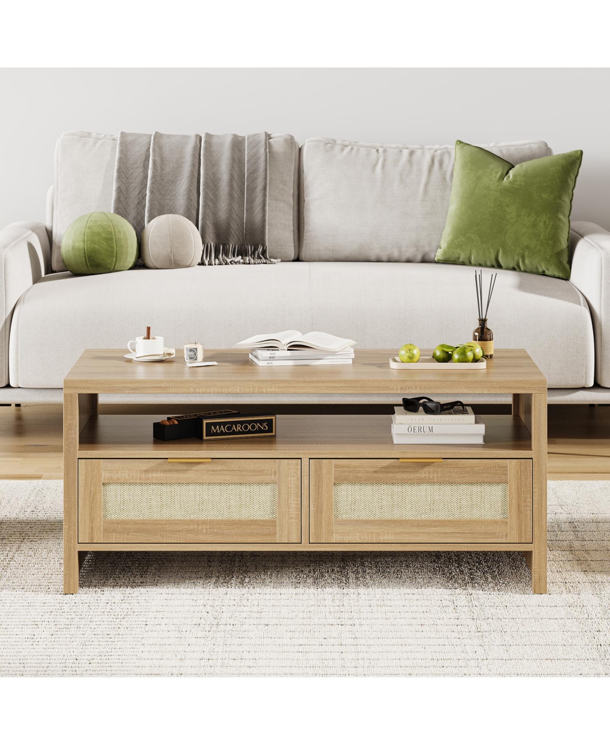 Click here for gaomon Boho Rattan Coffee Table - Modern Rectangul... prices