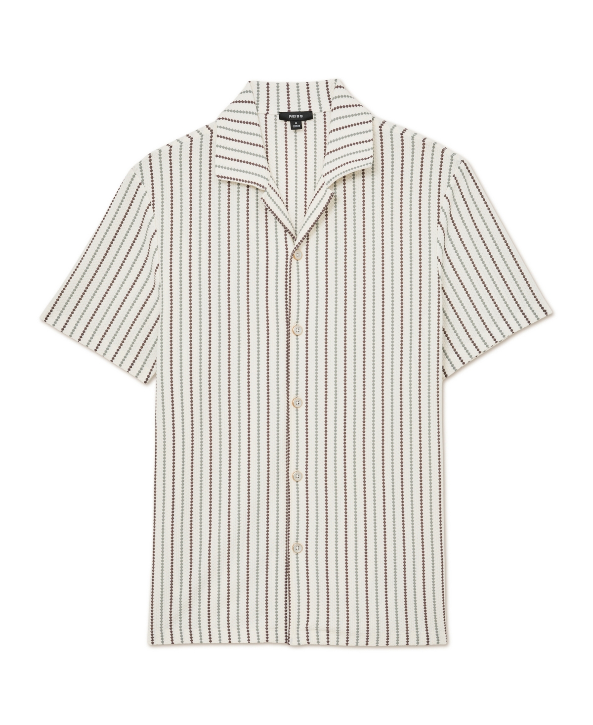 Click here for Reiss Mens Percy Textured-Stripe Cuban-Collar Shir... prices