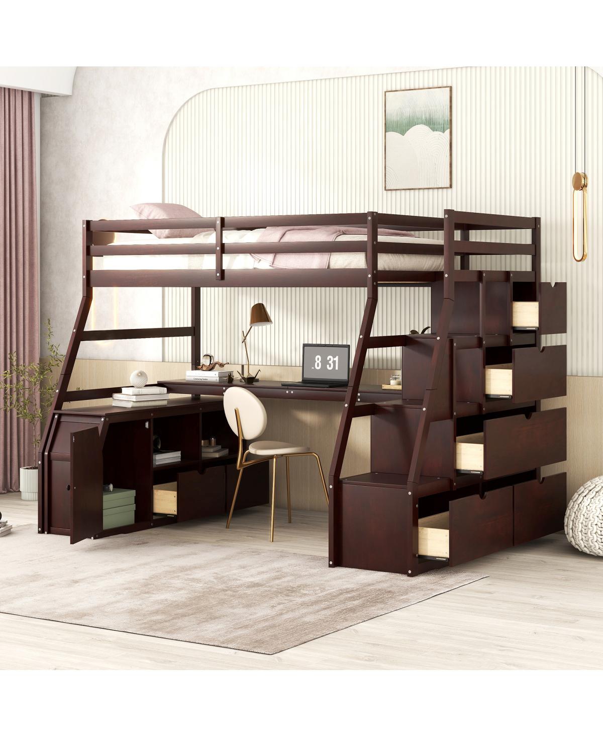 Click here for Streamdale Furniture Twin Size Loft Bed With 7 Dra... prices