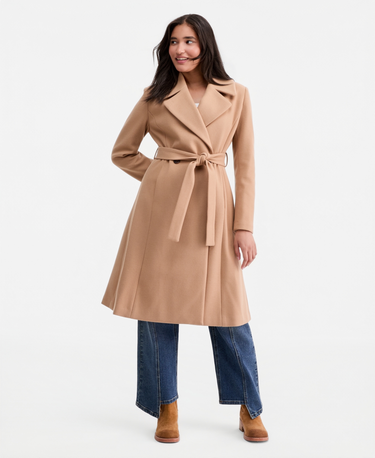 Click here for CeCe Womens Double-Breasted Belted Bow Back Coat -... prices