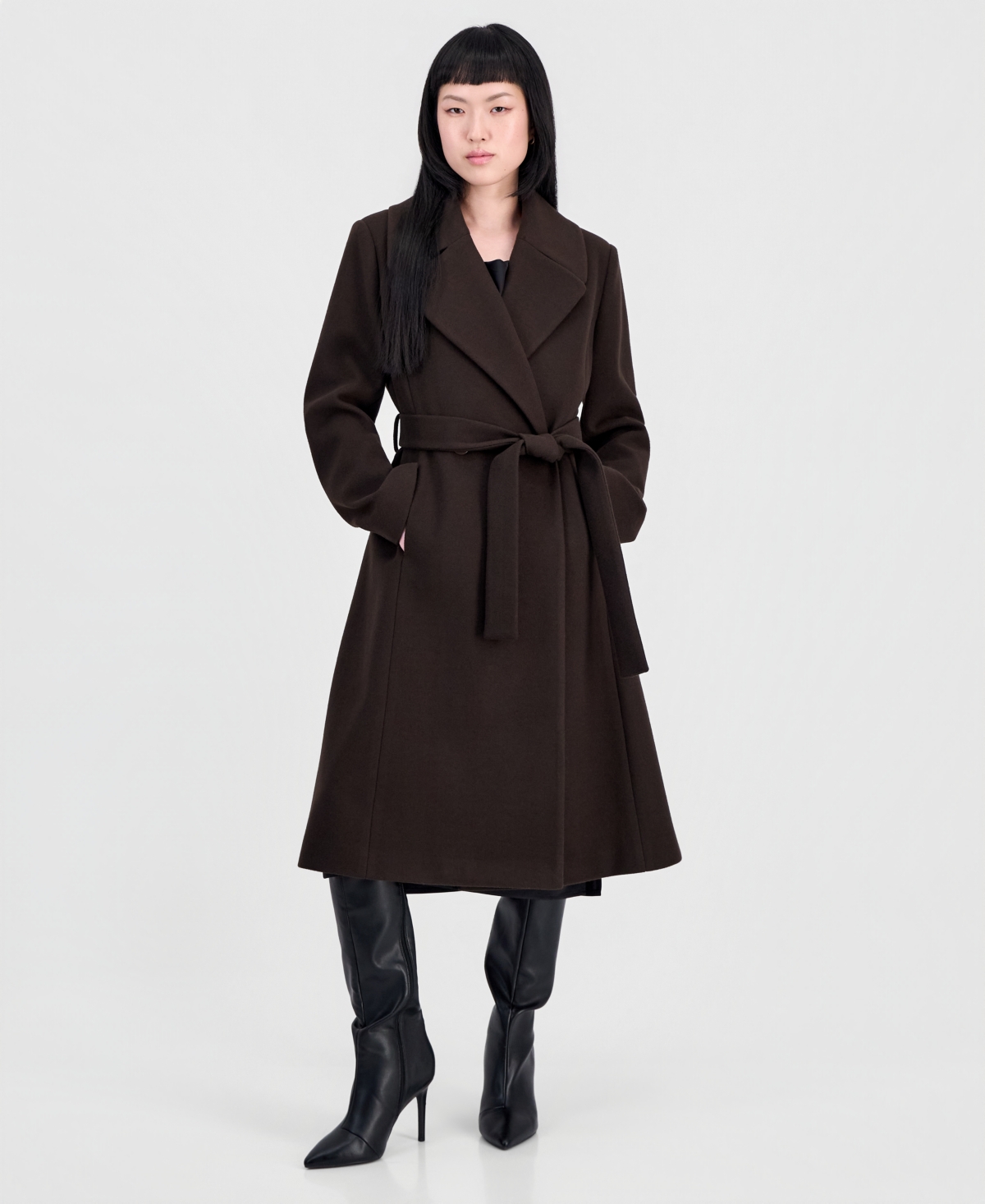Click here for CeCe Womens Double-Breasted Belted Bow Back Coat -... prices