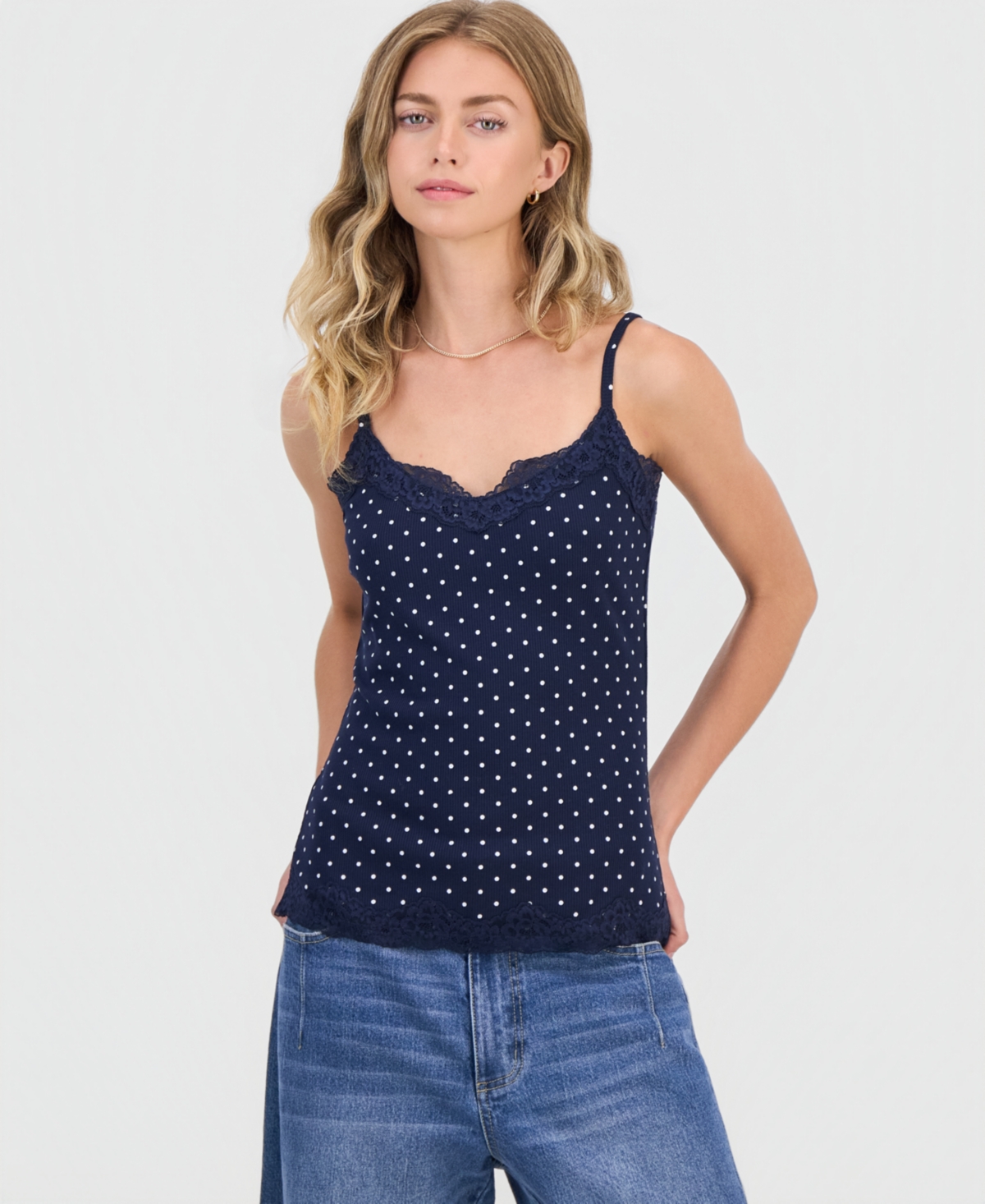 Click here for Hippie Rose Juniors Lace-Trim Longline Printed Cam... prices