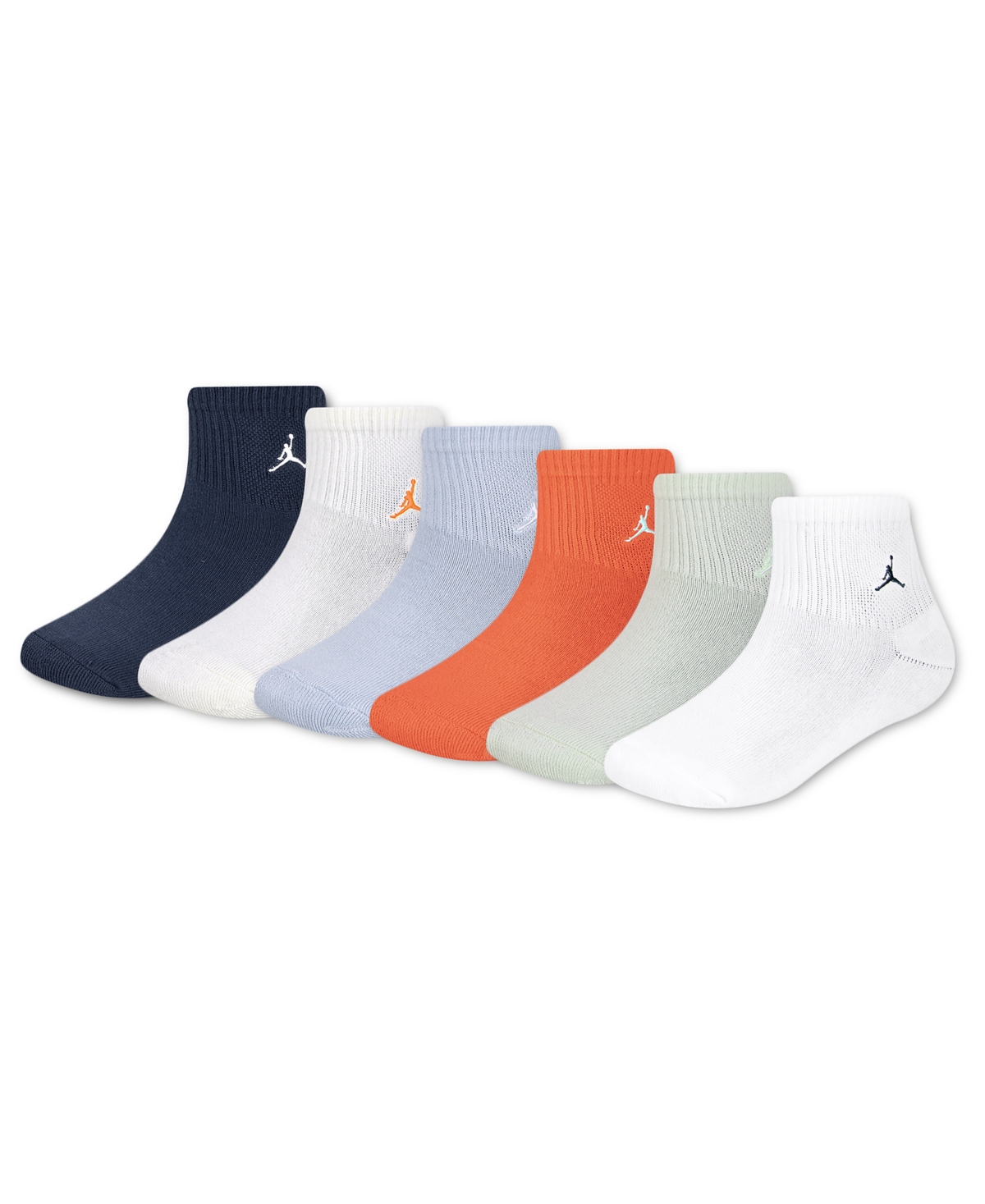 Click here for Jordan Boys 7-11 Ankle Socks  6-Pack - White/Orang... prices