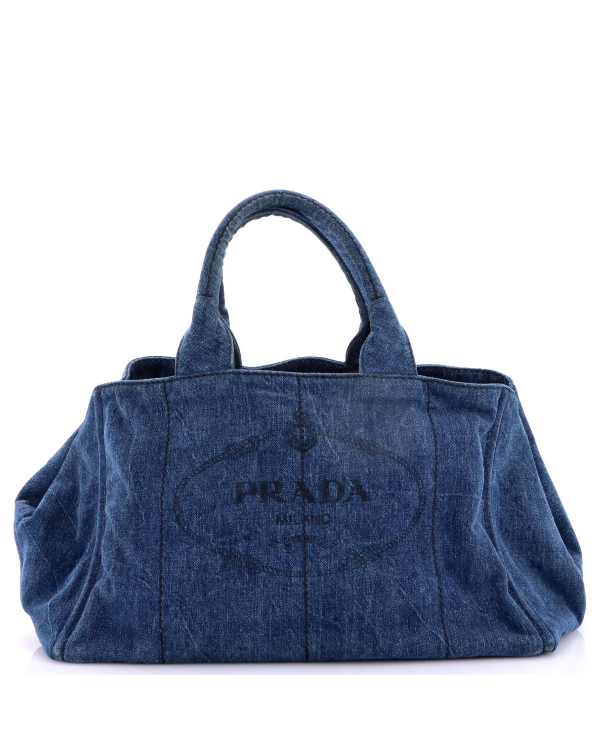 Click here for Pre-Owned Prada Large Canapa Tote Denim - Blue prices