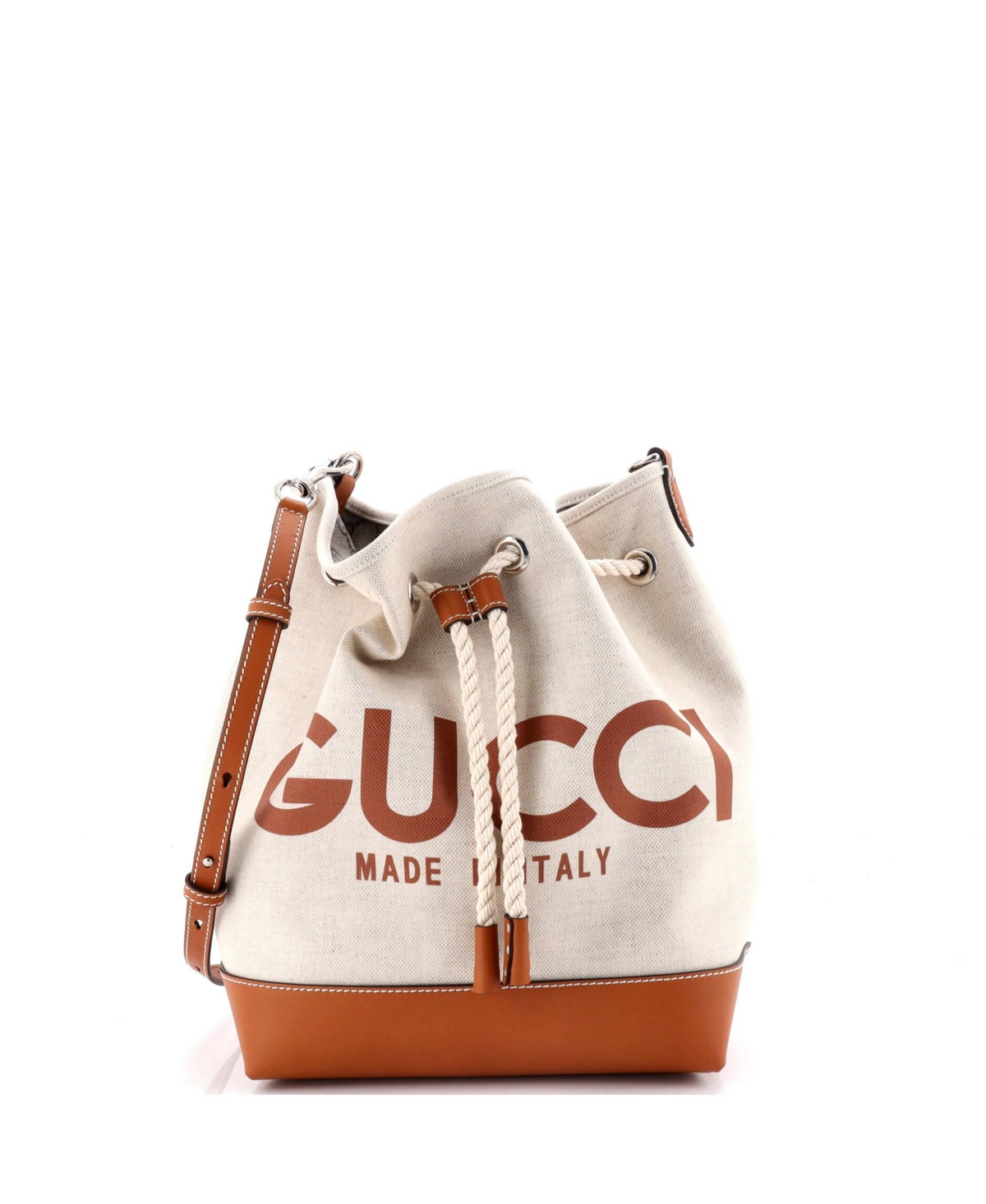 Click here for Pre-Owned Gucci Logo Bucket Bag Printed Canvas - B... prices