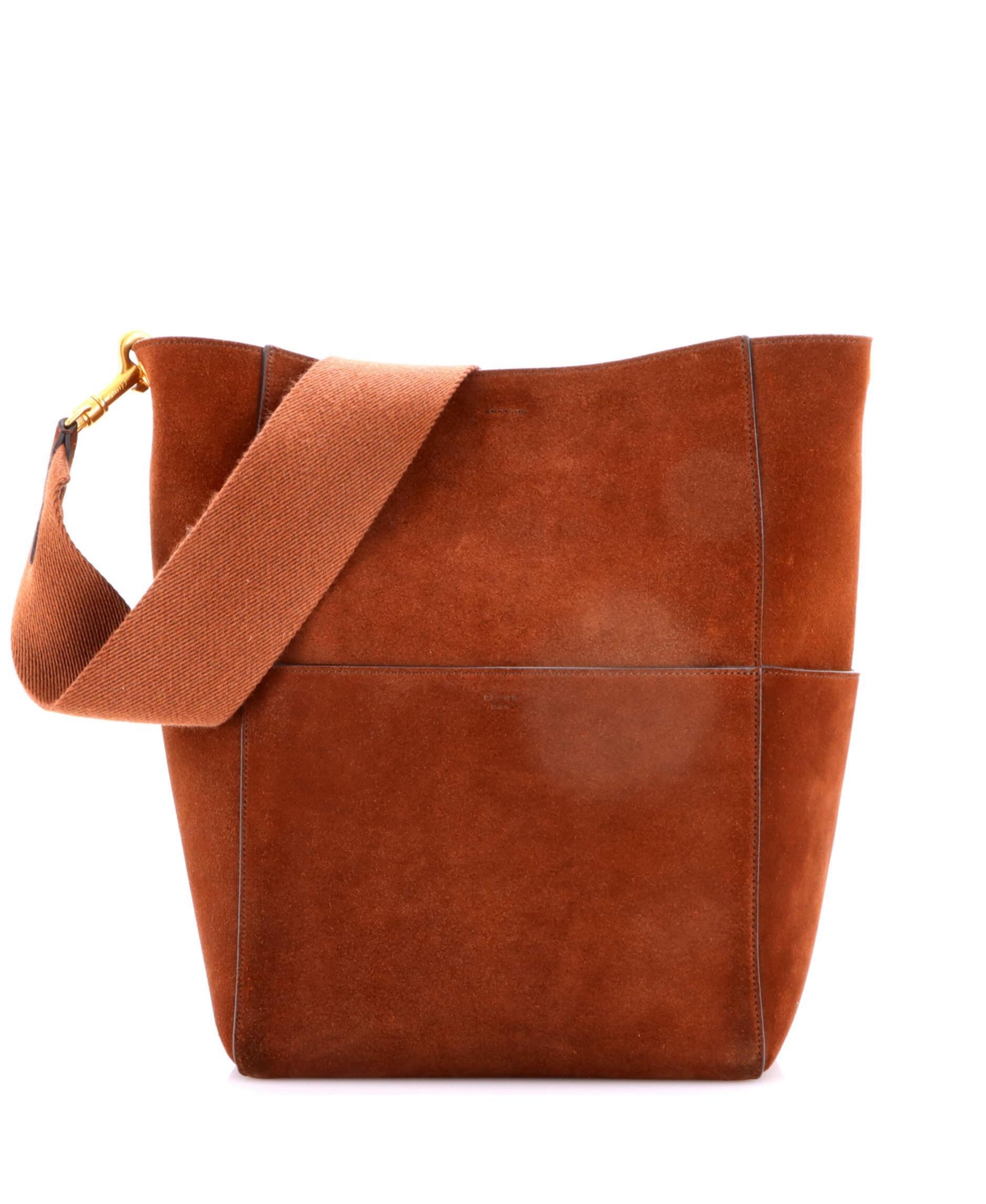 Click here for Pre-Owned Celine Large Sangle Seau Bag Suede - Bro... prices