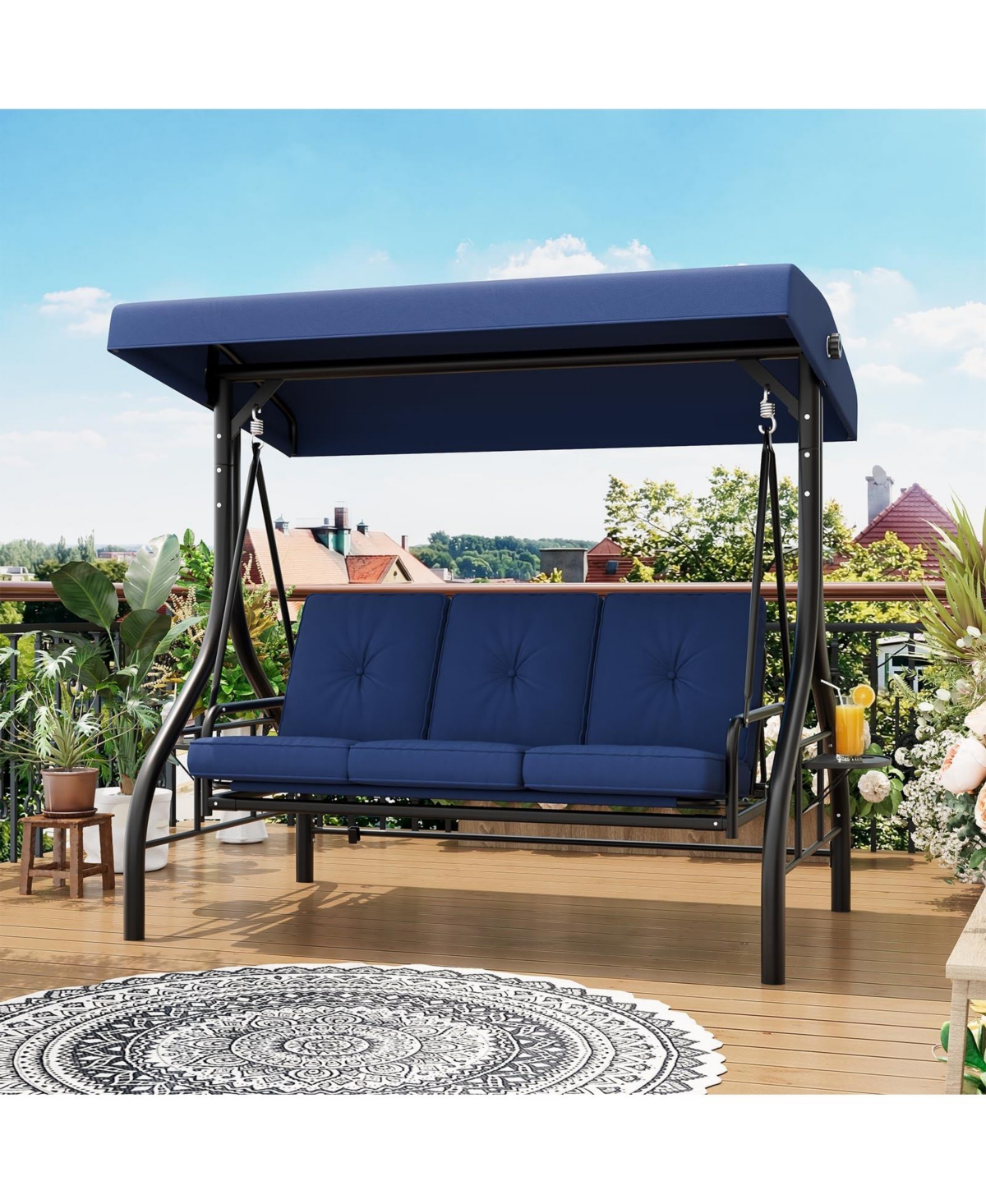 Click here for homfan 3-Seat Outdoor Swing with Adjustable Canopy... prices