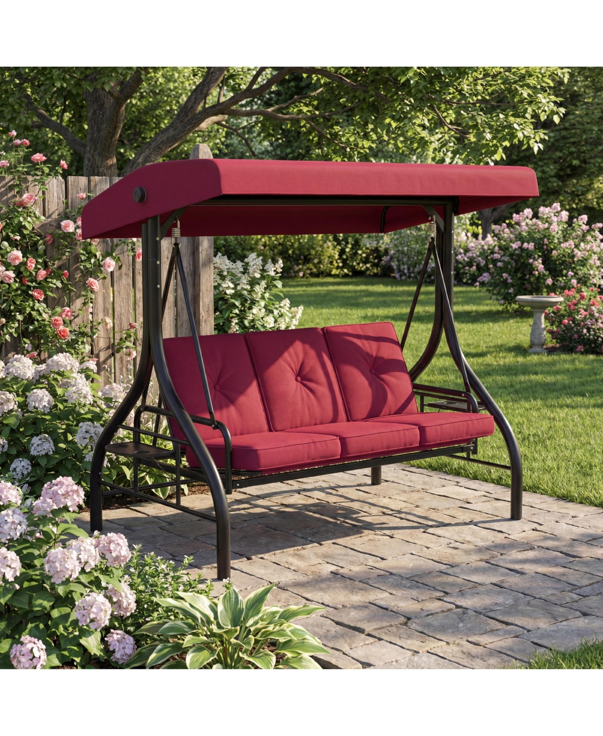 Click here for homfan 3-Seat Outdoor Swing with Adjustable Canopy... prices